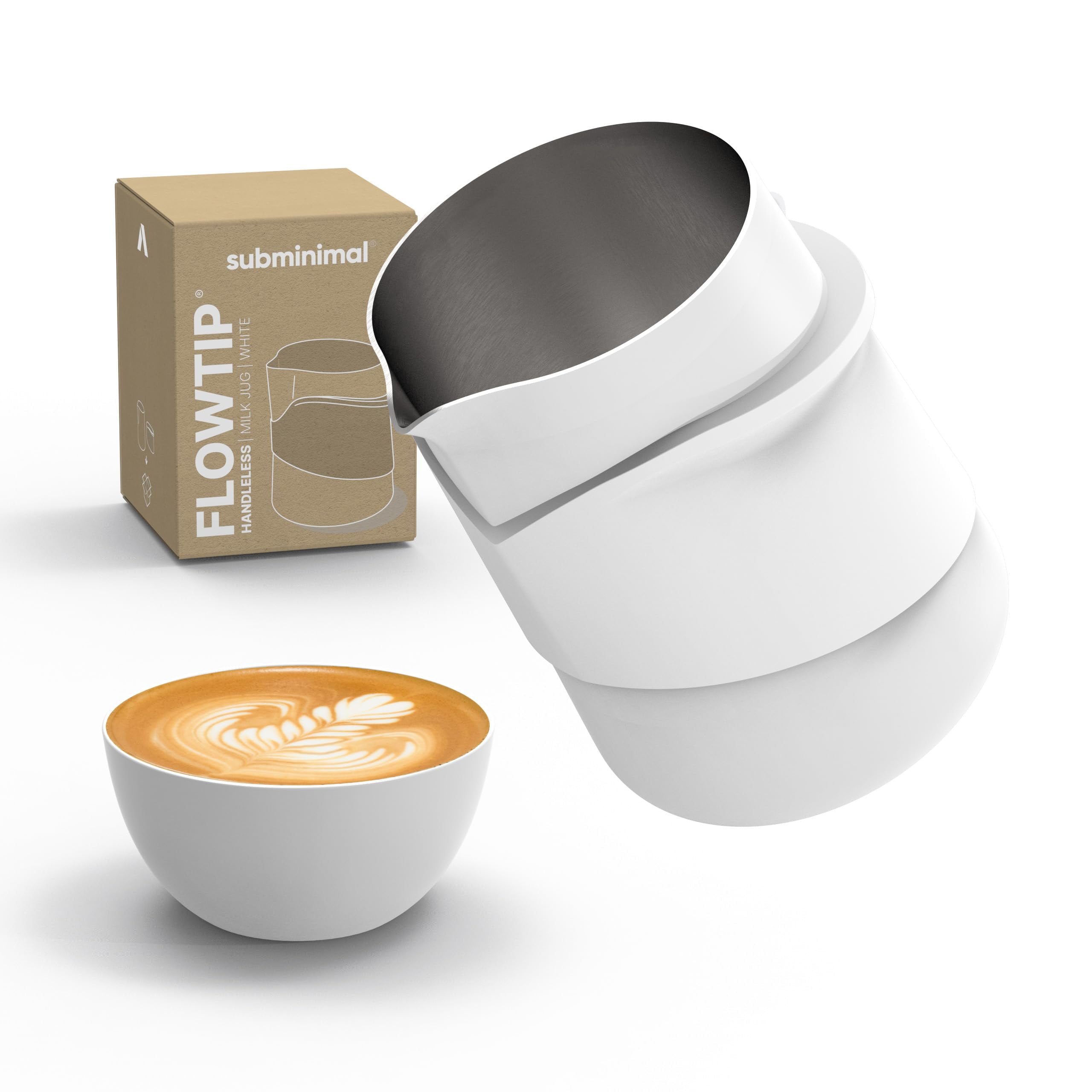 Subminimal FlowTip Handless Jug | Stovetop Milk Frothing, Foaming Pitcher for Premium Barista ...