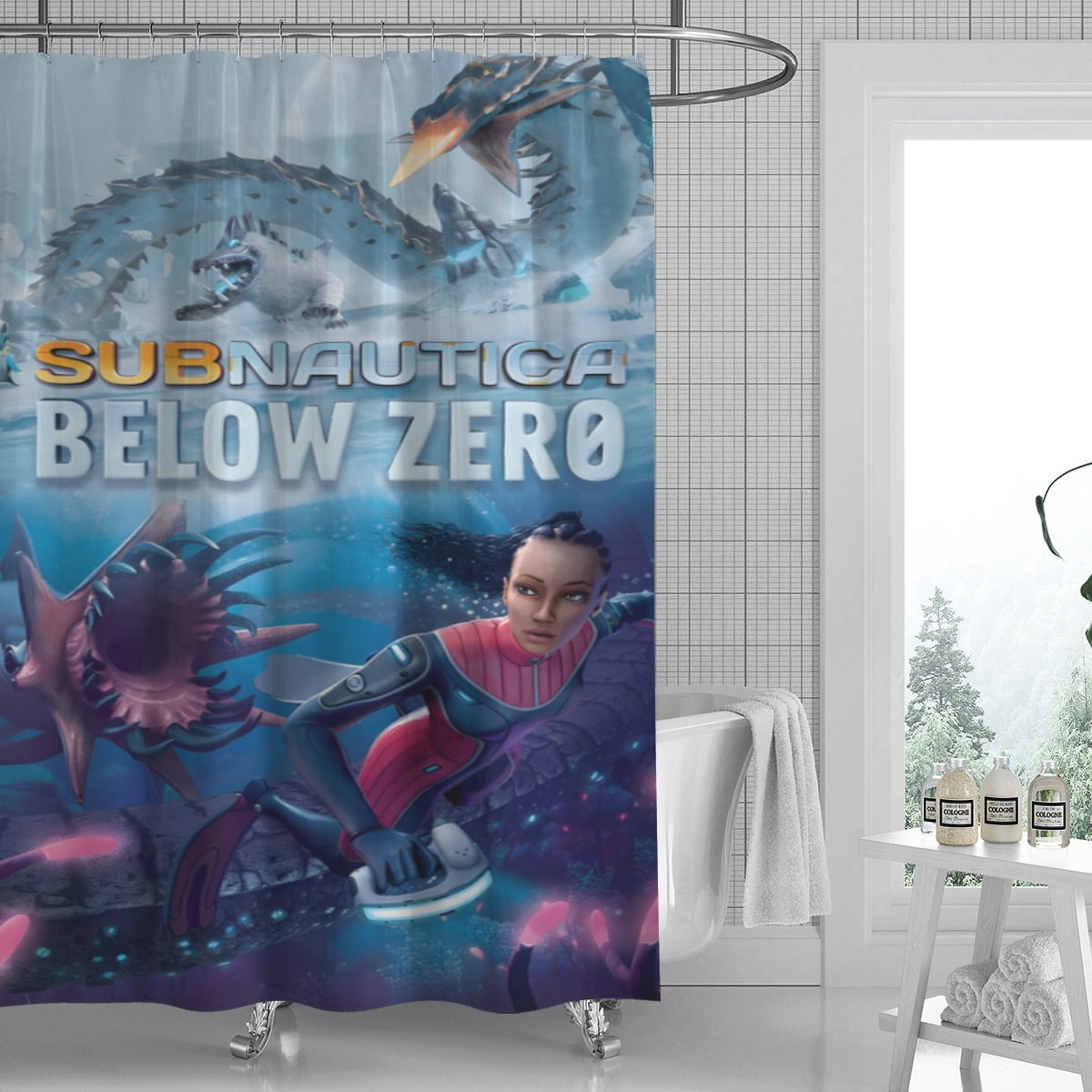 Subnautica shower curtain showcases an iconic print, is waterproof, and ...