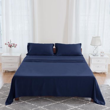 Mainstays 300TC Cotton Rich Percale Easy Care Bed Sheet,Grey Queen Flat Sheet - Walmart.com