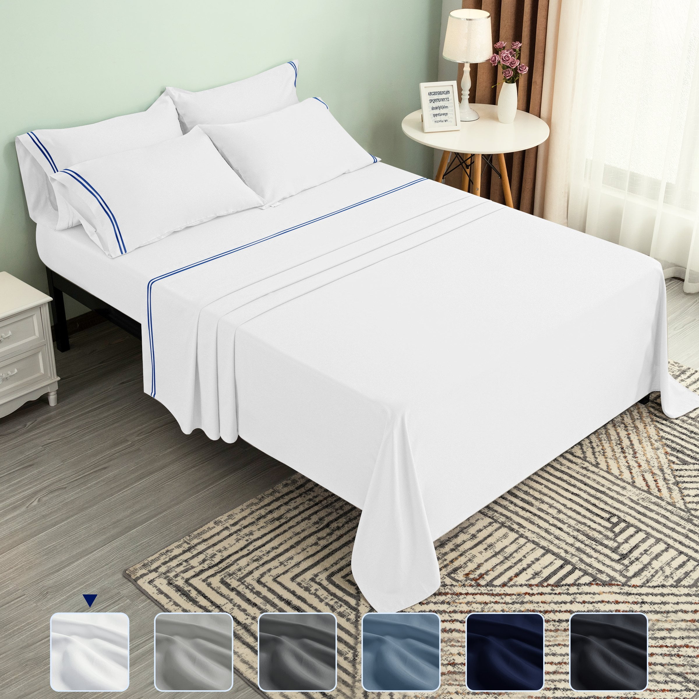 Subrtex Cotton & Tencil Sheet Set - Twin XL White - Walmart.com
