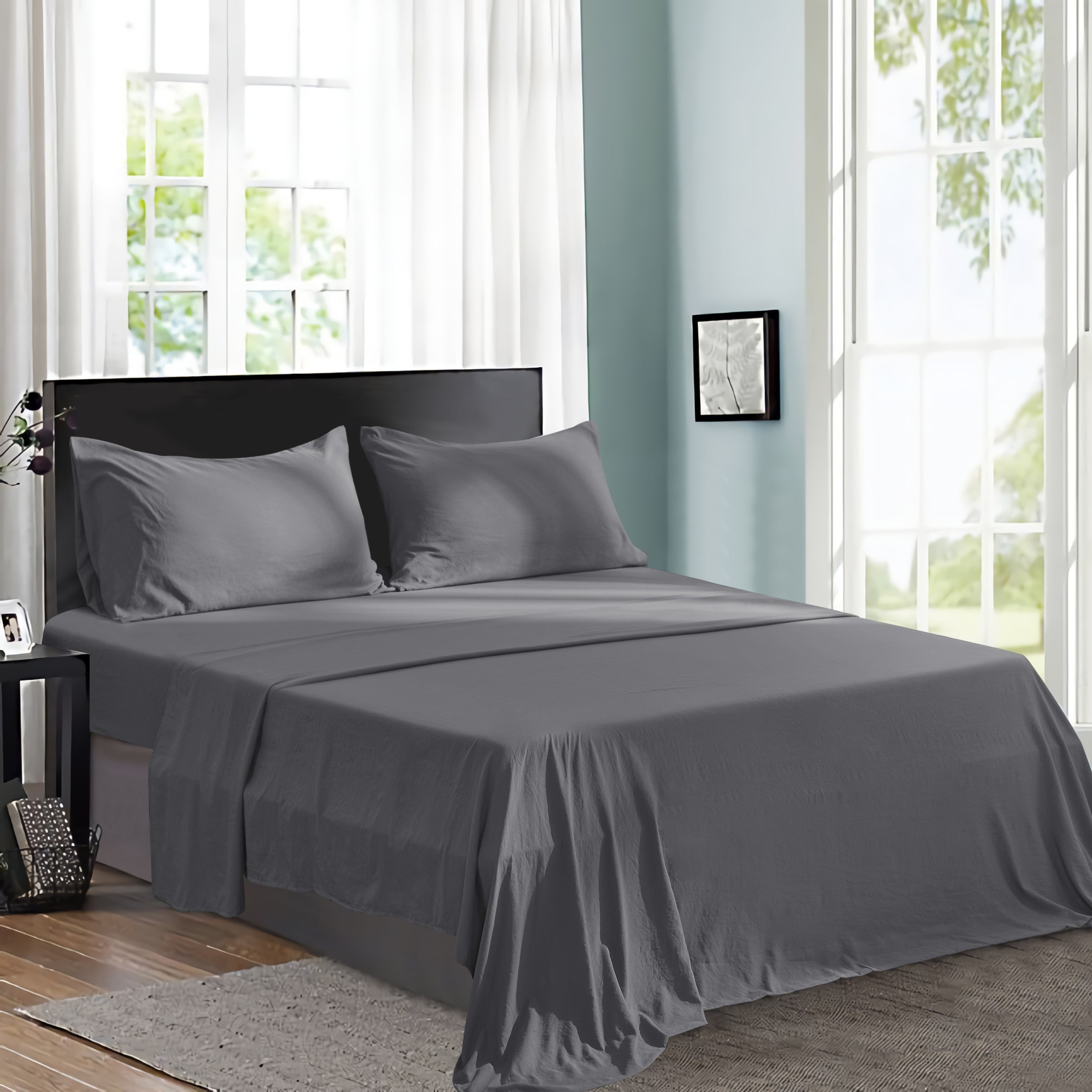 Subrtex 4-Piece Basic Bed Sheets Set, Deep Pocket Bedding Essentials ...