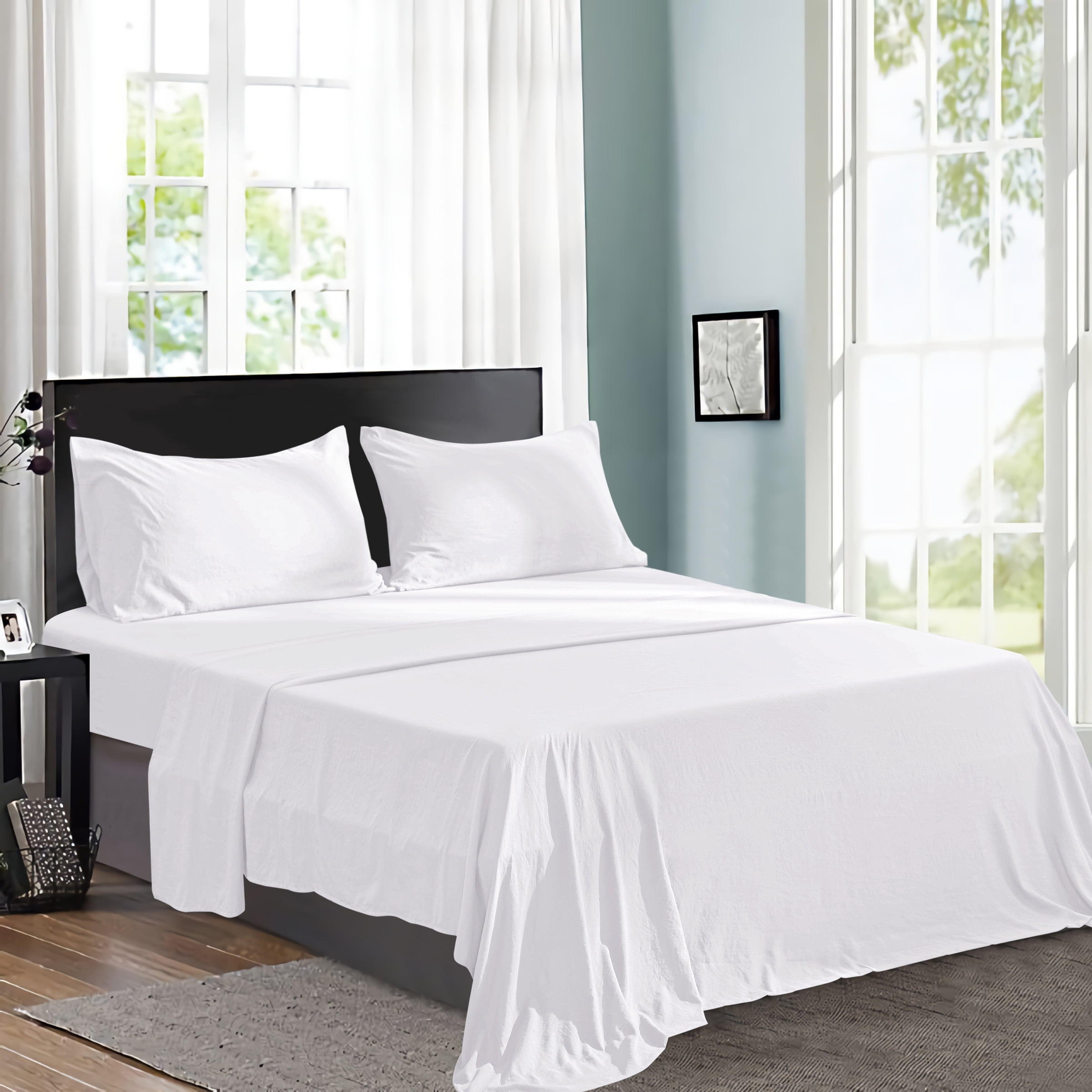 Subrtex 4-Piece Basic Bed Sheets Set, Deep Pocket Bedding Essentials ...