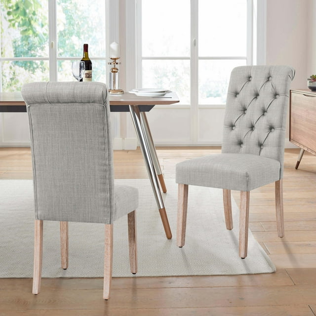 Subrtex Dining Chairs Linen Fabric Chairs for Kitchen Dining Room Set ...