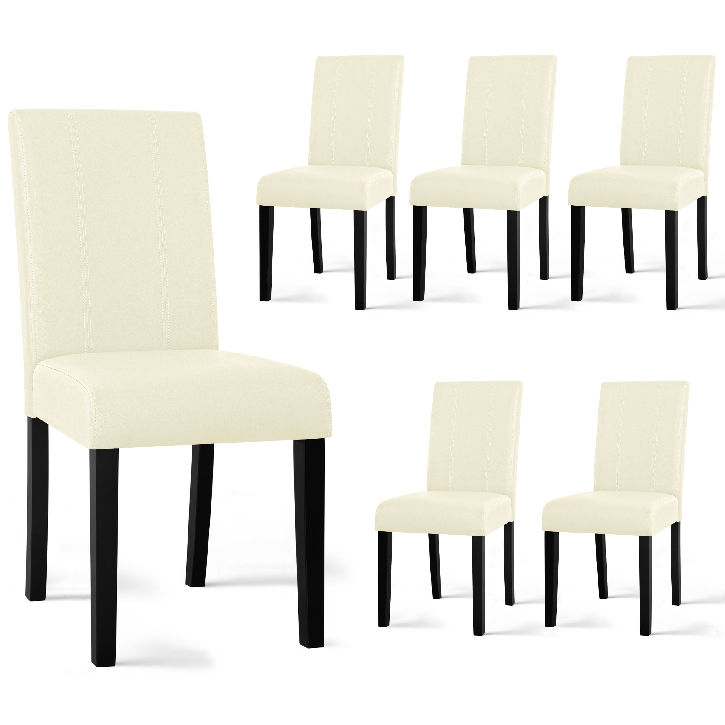 Subrtex Faux Leather Indoor Dining Chair Set of 6, Modern Mid-Century ...