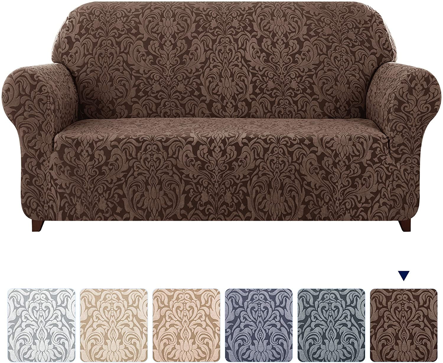 Subrtex Sofa Slipcover 1-Piece Jacquard Damask Couch Cover,XL Sofa ...