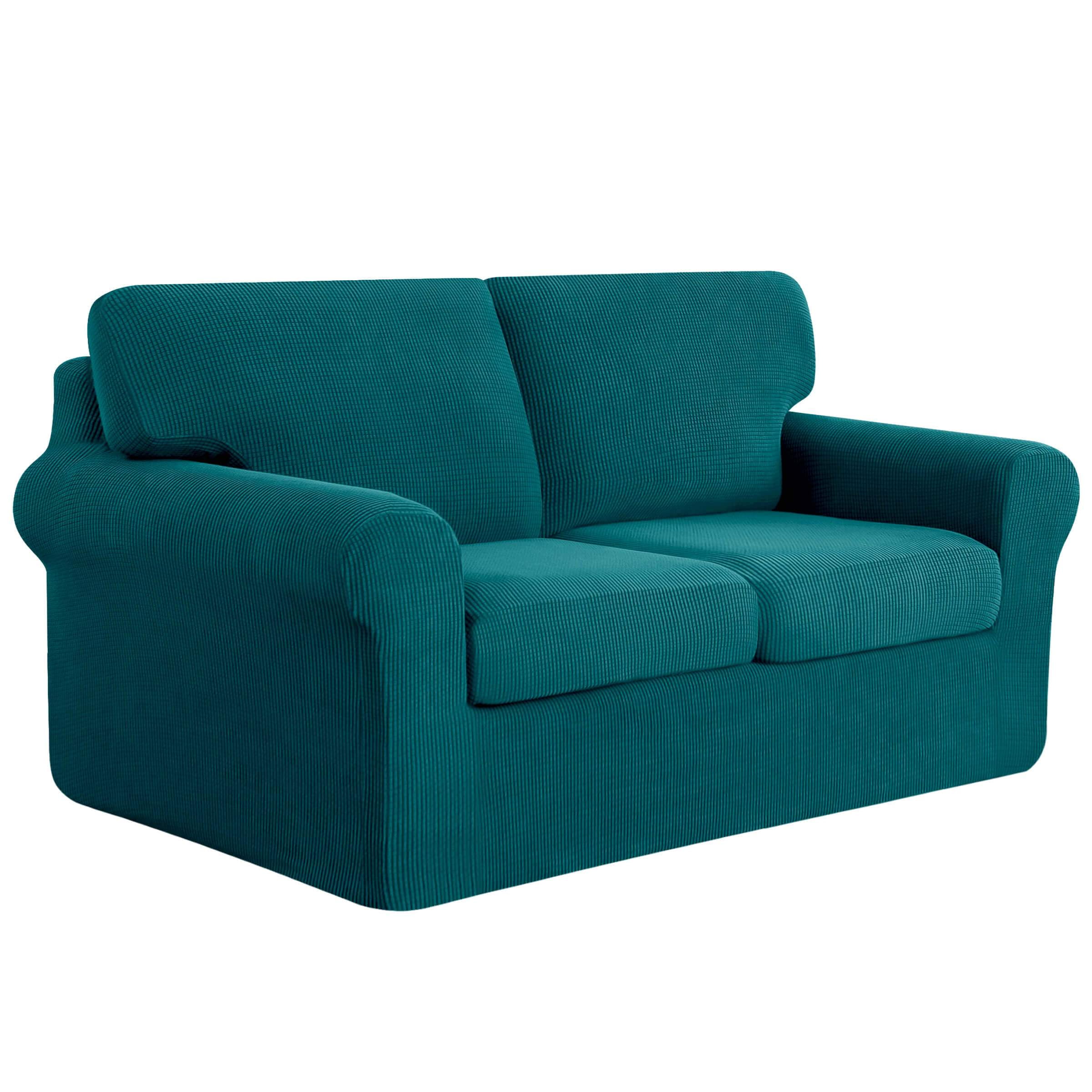 Subrtex Loveseat Sofa Slipcover Set 5 Pieces Stretch Durable Turquoise ...