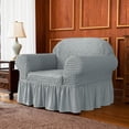 Subrtex Stretch 1-Piece Pleated Ruffled Skirt Armchair Slipcover, Light ...