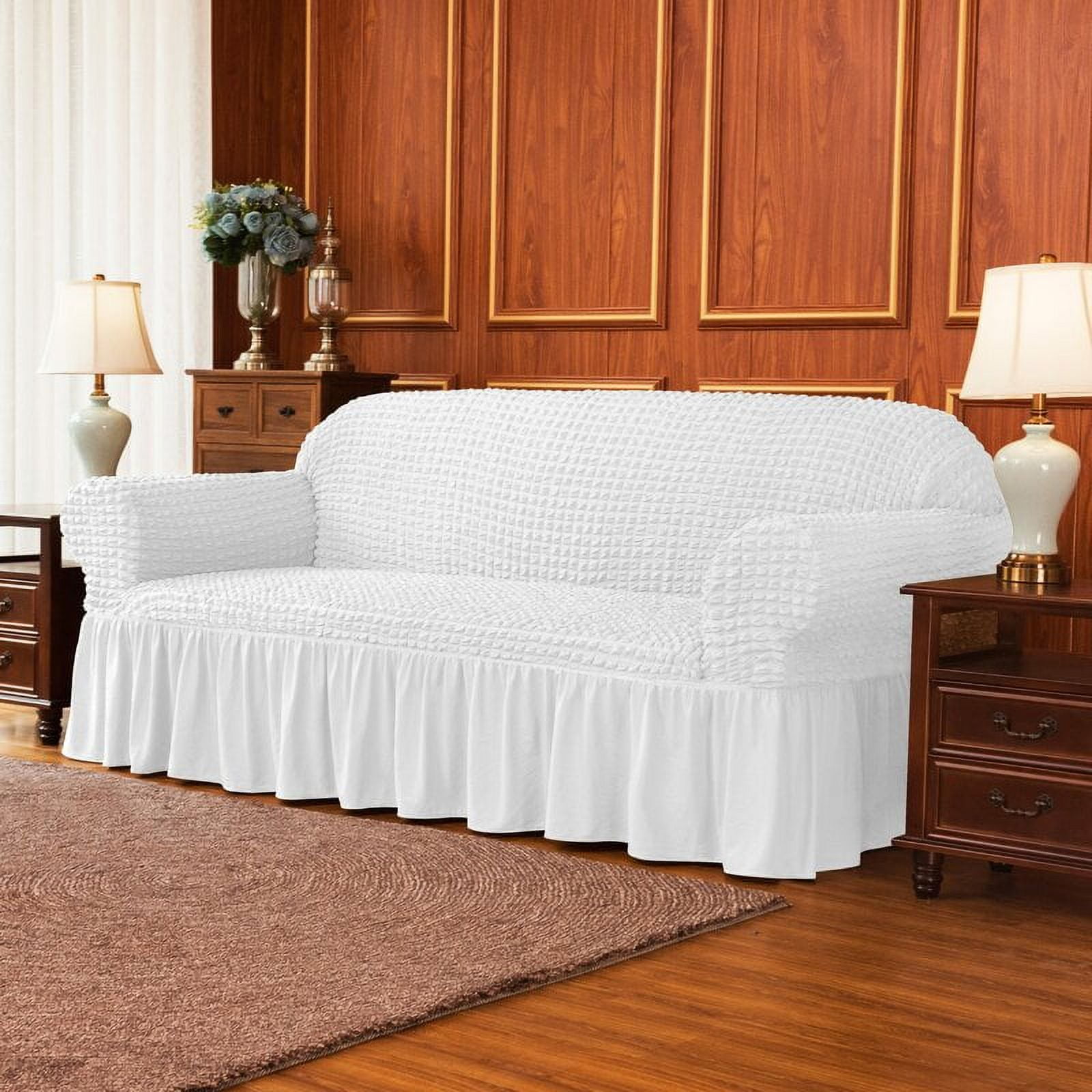 Free Shipping! Subrtex Stretch 1-Piece Pleated Ruffled Skirt Sofa ...