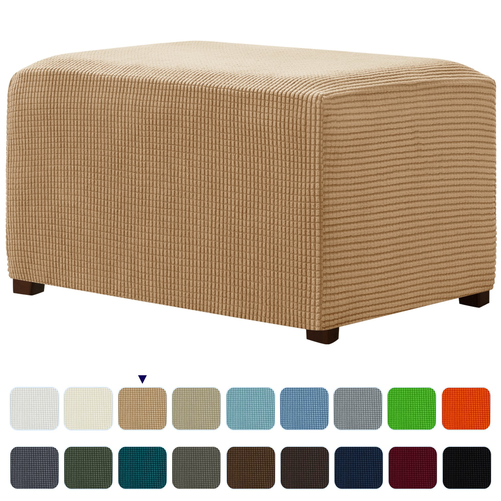 Subrtex Stretch Oversize Spandex Ottoman Cover Rectangle Footstool ...