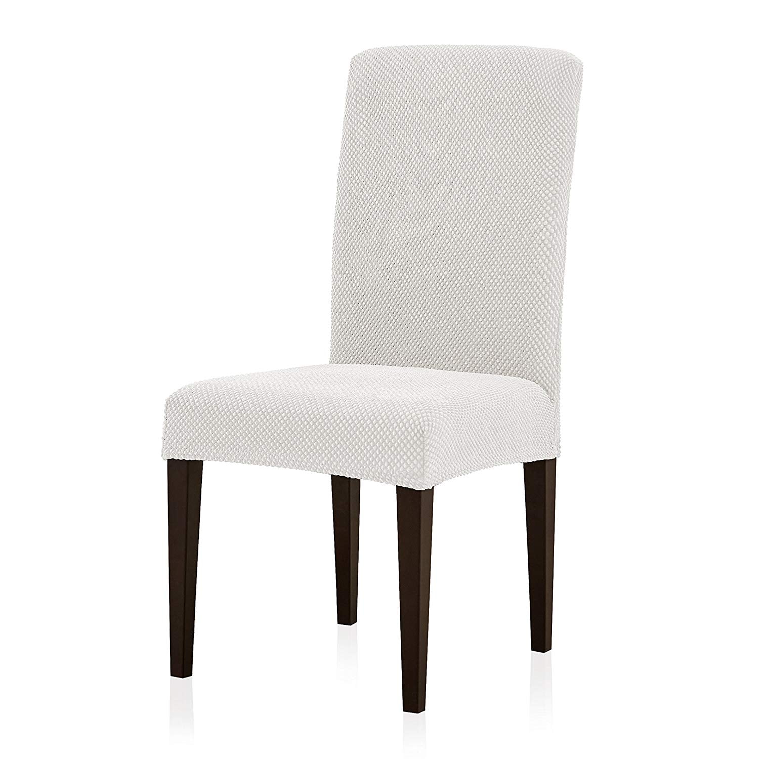 Subrtex Dining Chair Covers Set of 2 Cream Stretch Fabric Elastic ...