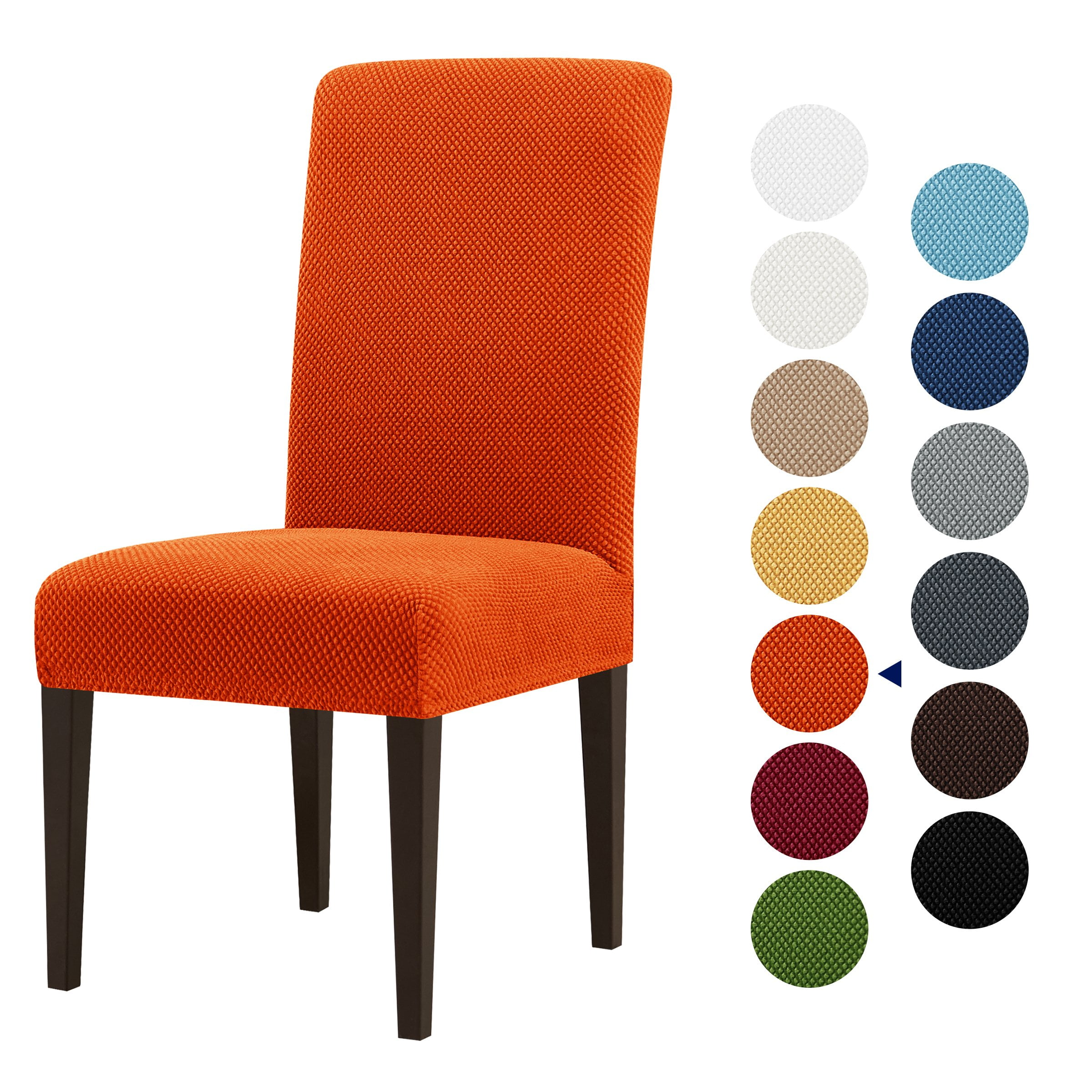 Subrtex Stretch Textured Dining Chair Covers Set of 4 Orange Fabric ...