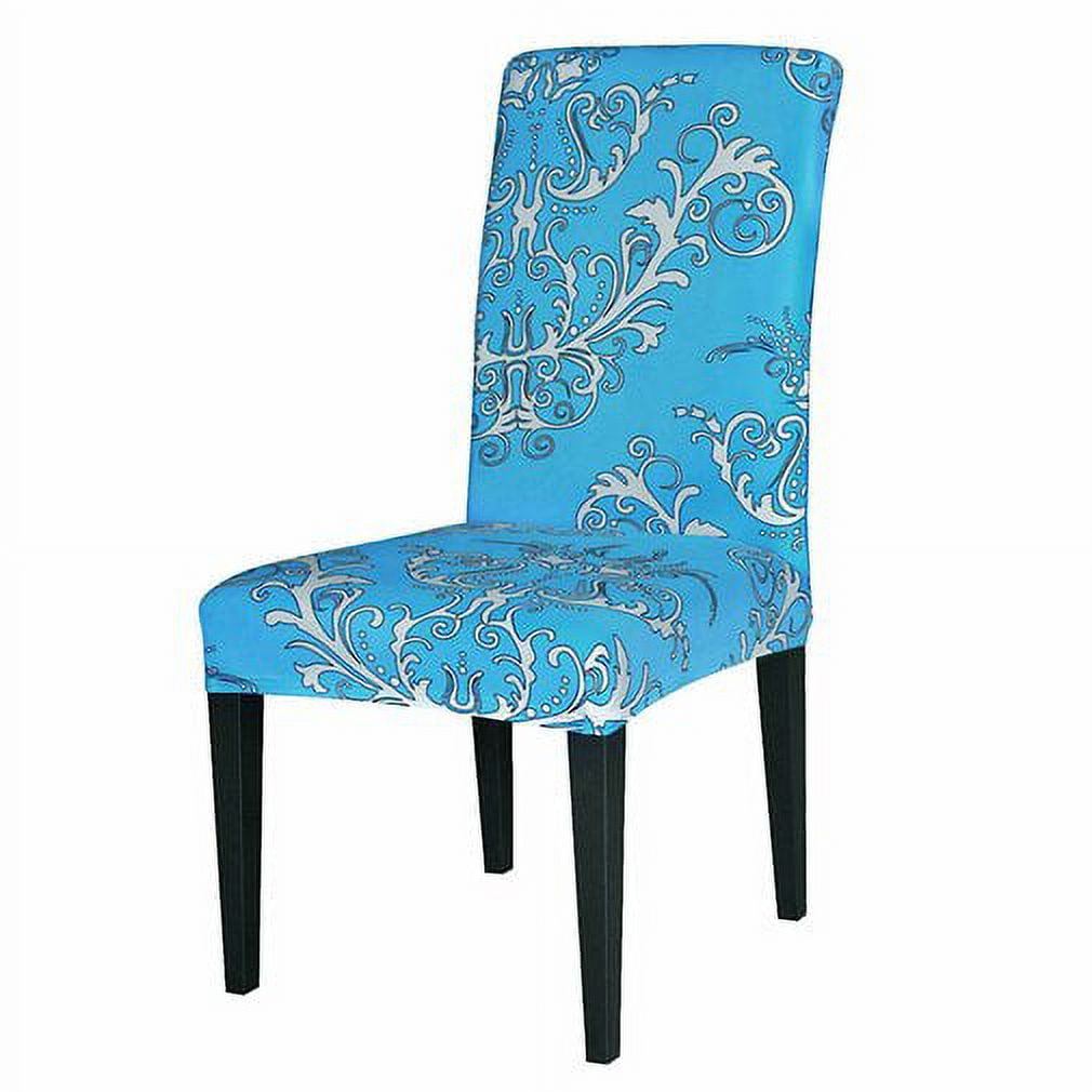 Subrtex Stretch Vector Floral Dining Chair Slipcover (Set of 6, Blue ...