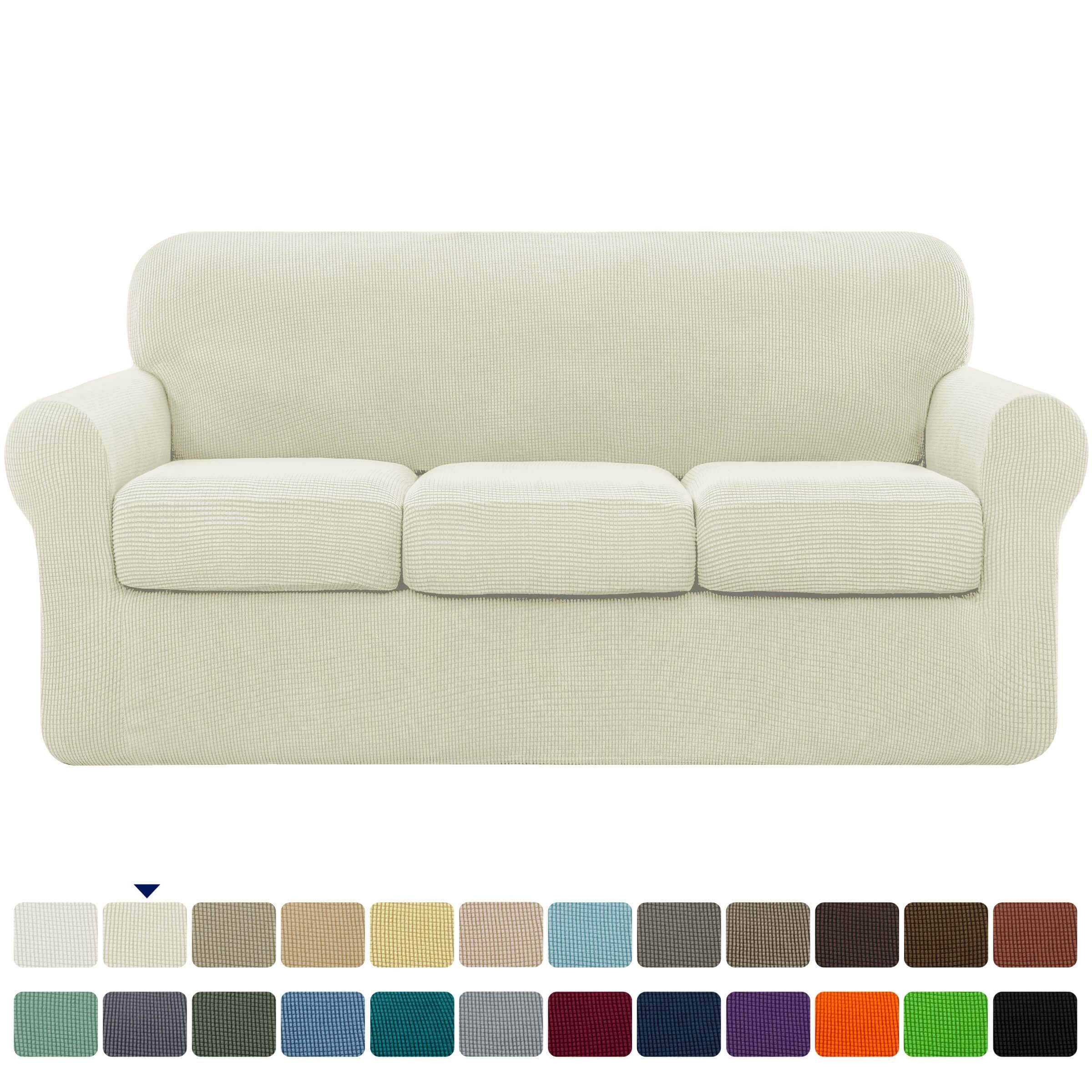"Subrtex Textured Grid Stretch Sofa Slipcover, Separate Cushion Cover ...