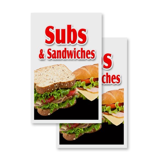 Subs & Sandwiches (2-PACK) 24" x 36" Vinyl Decals | Sign Insert Peel ...