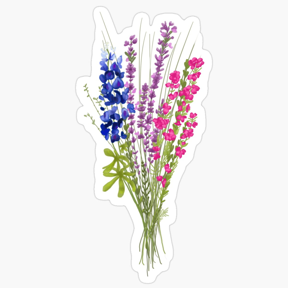 Subtle Bi Pride Flowers Sticker. Gift For You - Decorate Laptops, Water ...