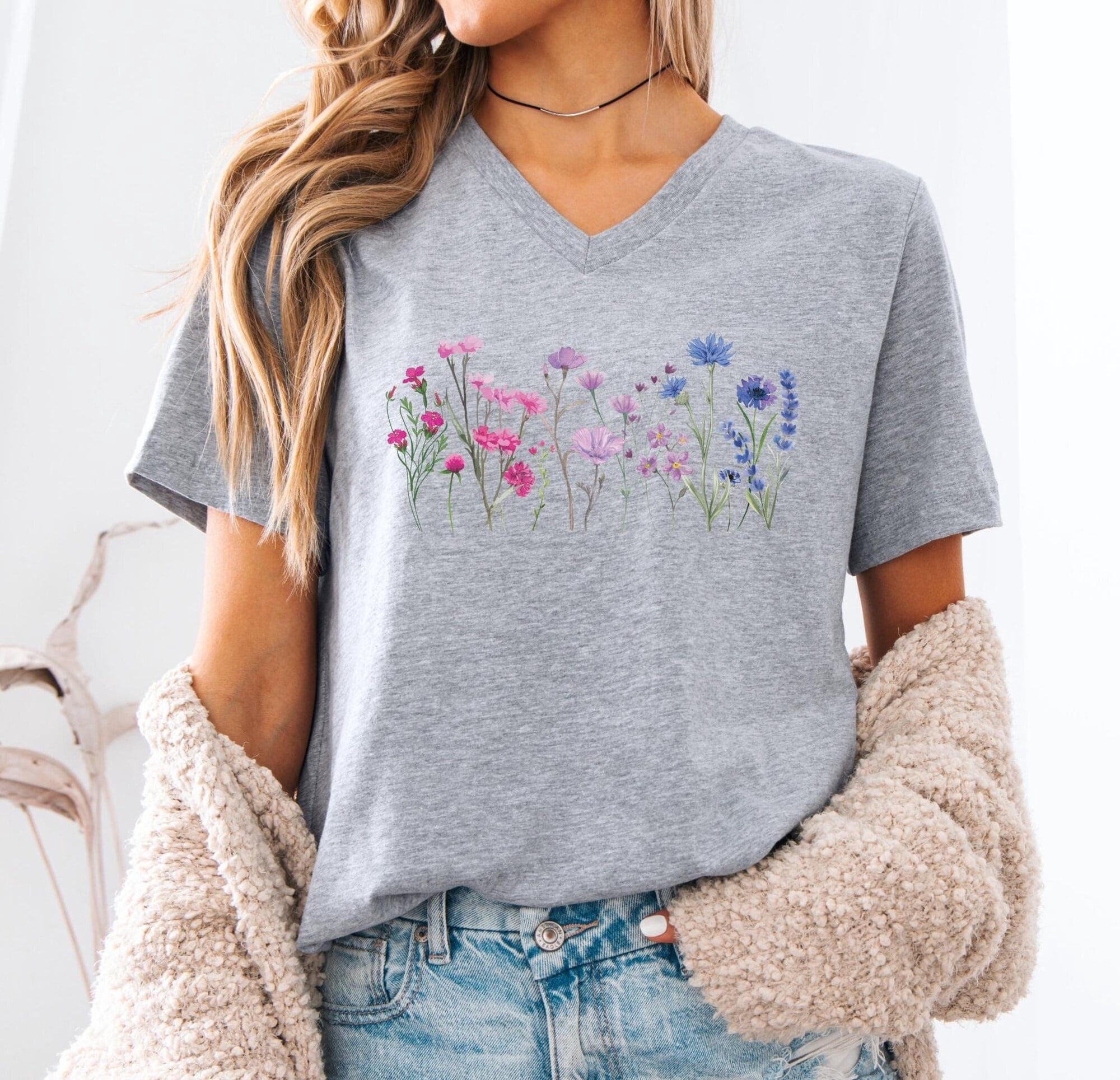 Subtle Bi Pride VNeck Bi Wildflower shirt Bisexual Pride Tee Bi flag ...