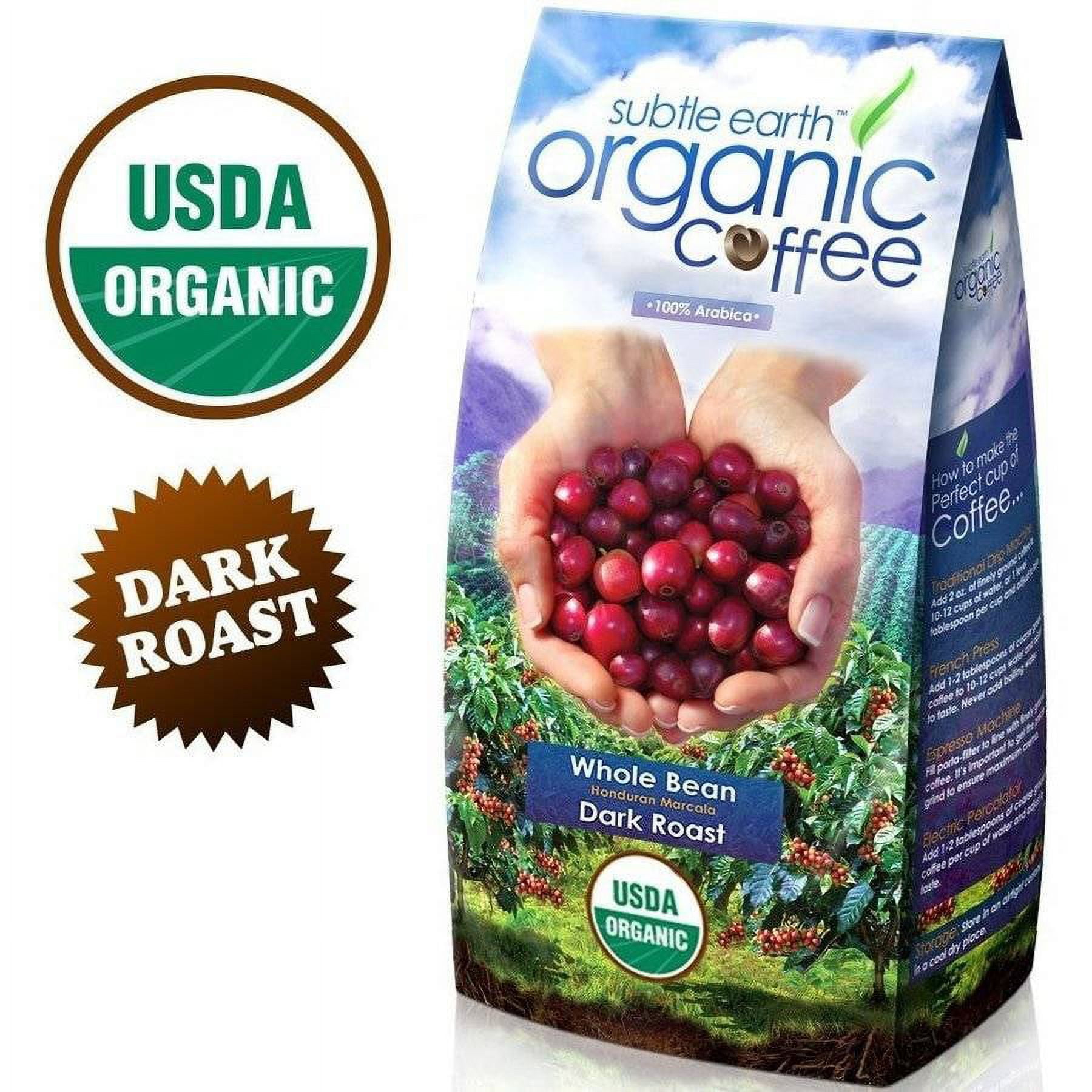 Subtle Earth Organic Dark Roast Whole Bean Coffee 2LB - Walmart.com
