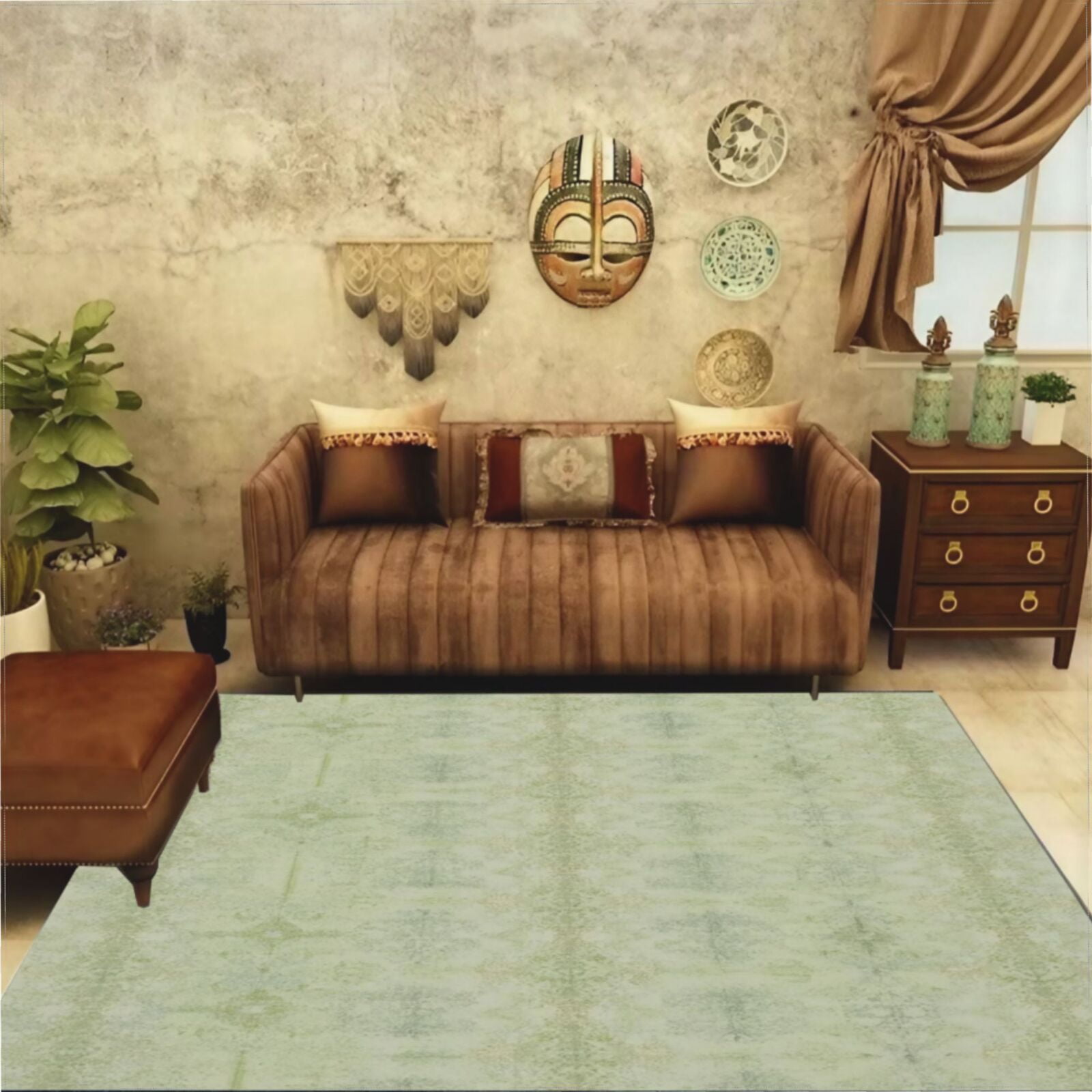 Subtle Green Textured Pattern Light Luxury Home Carpets Living Room ...