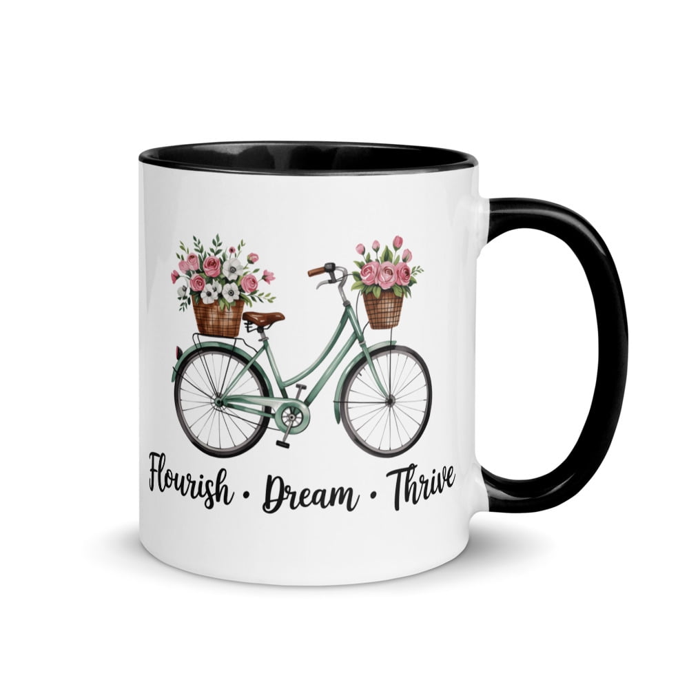 Subtle Resist Floral Bike Art Mug with Color Inside, Radicalized by ...