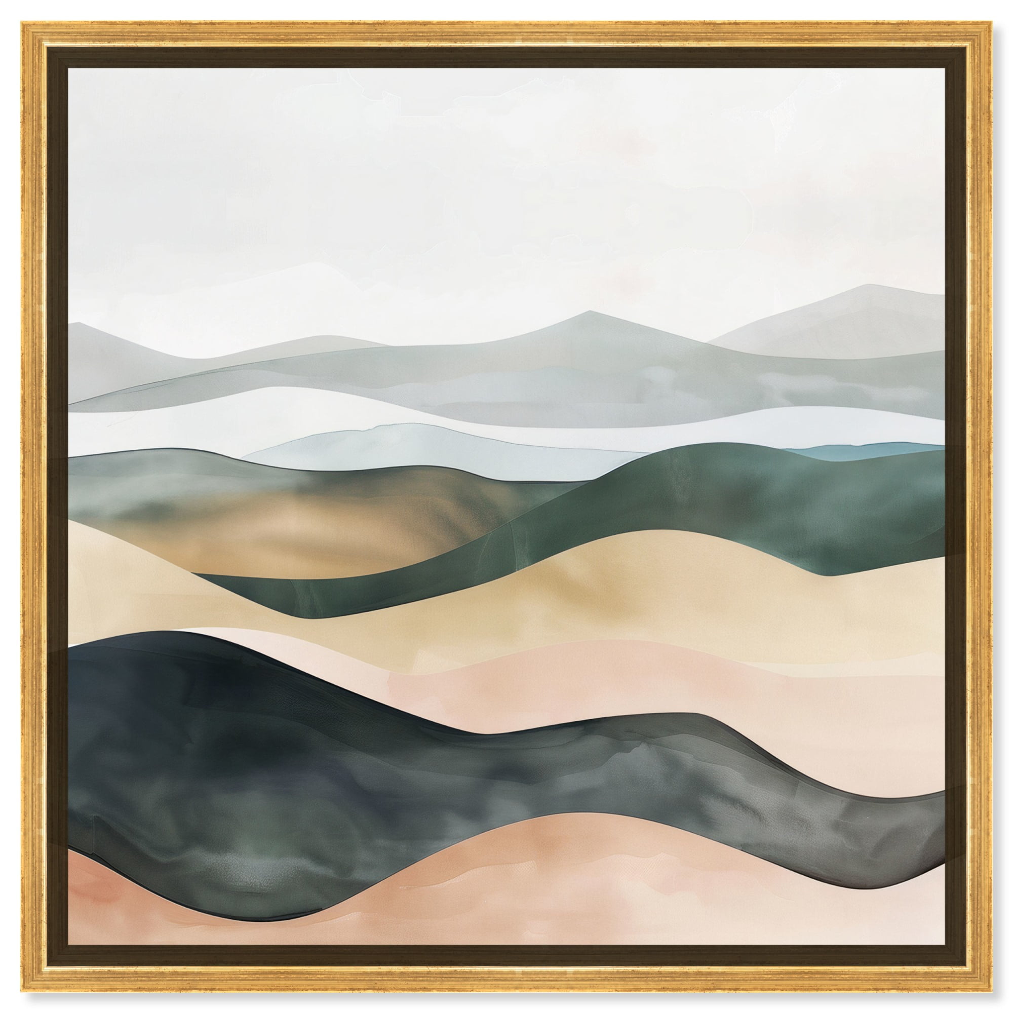 Subtle Wavy Abstract Canvas Fall Abstract Art by Art Remedy, Gold Frame ...