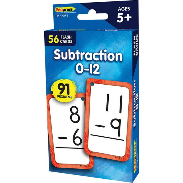 Subtraction 0-12 Flash Cards | Bundle of 10 Packs - Walmart.com