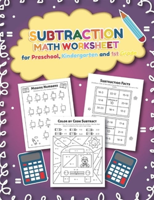 Subtration Math Worksheet for Preschool, Kindergarten and 1st grade: 25 ...