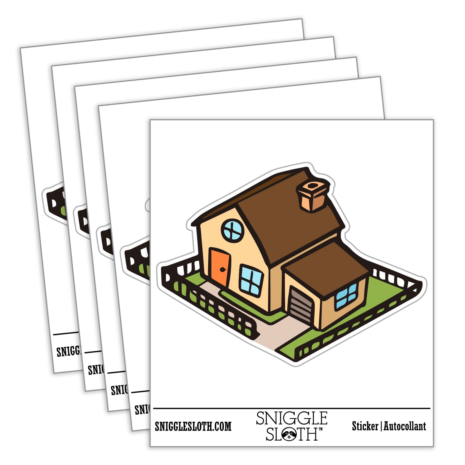 Suburban House with Garage and Fence Home Car Window Bumper Water ...