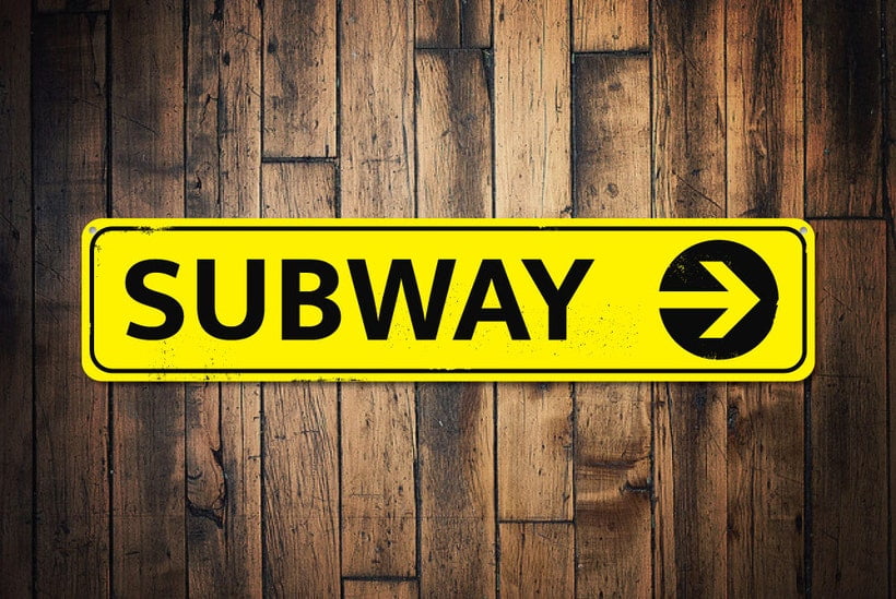 Subway Sign Directional Arrow Destination Sign Subway Location Sign ...