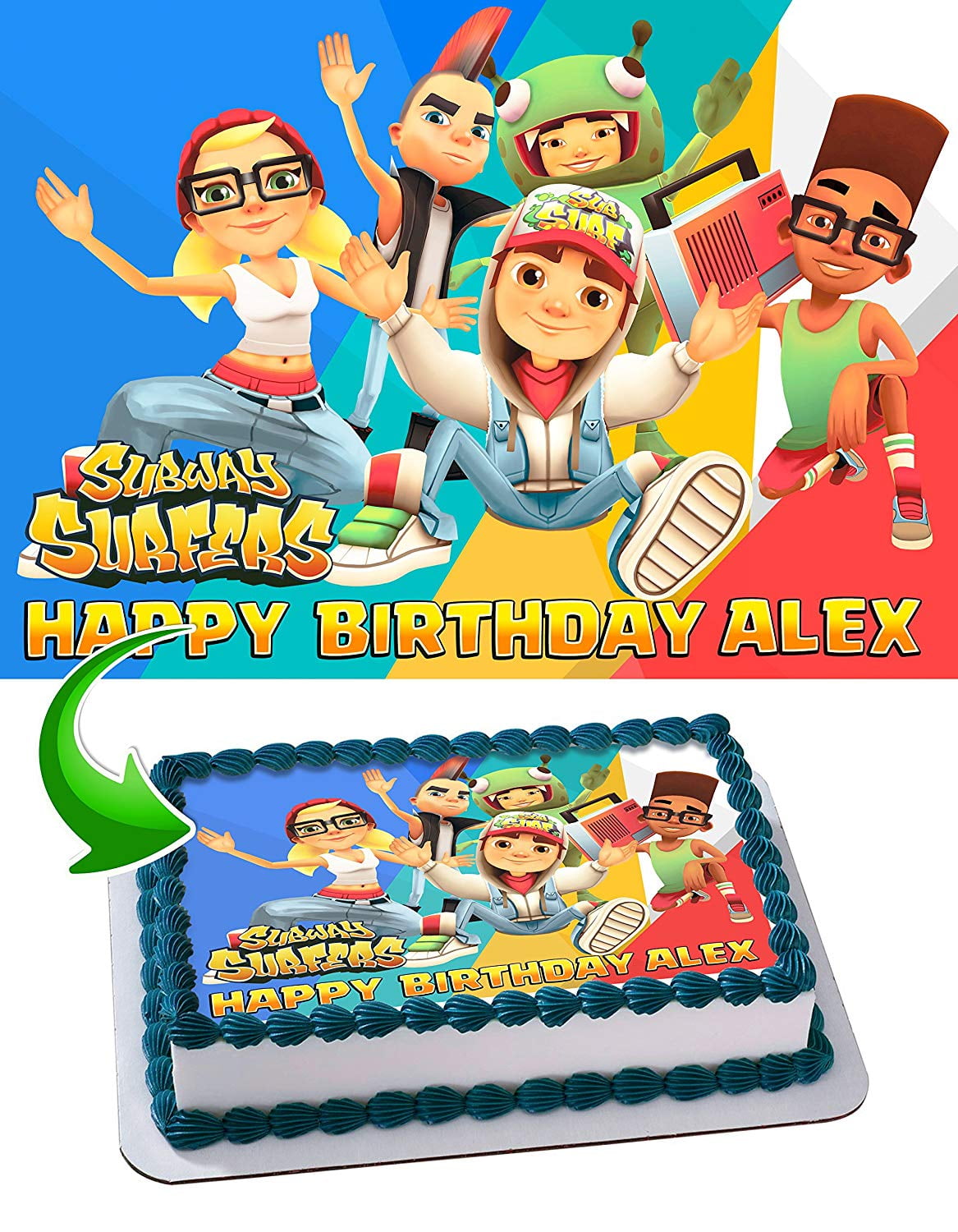 Subway Surfers - Edible Cake Topper - 11.7 x 17.5 Inches 1/2 Sheet ...
