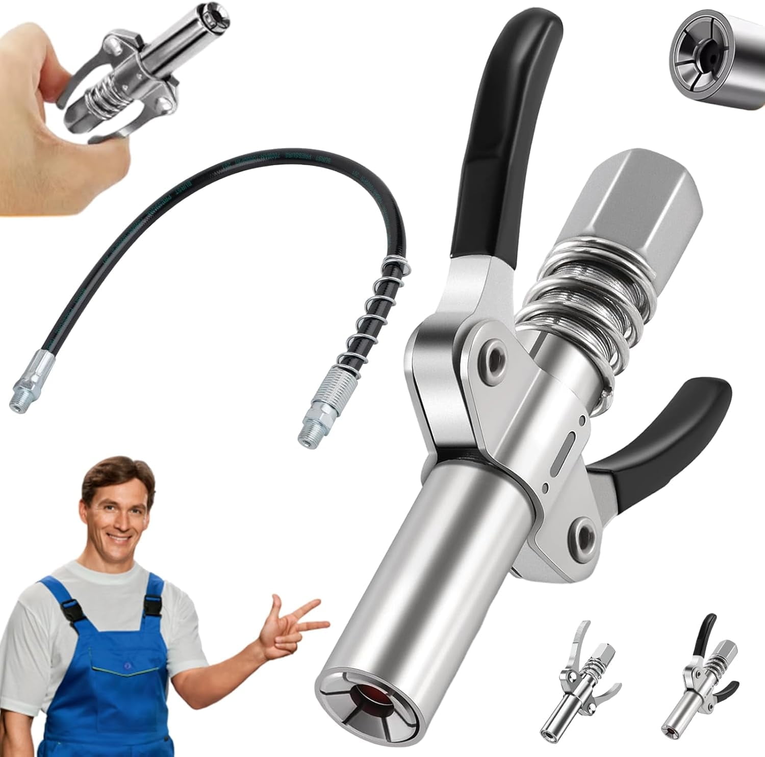Succeedto Double Handle High Pressure Quick Release Grease Coupler ...