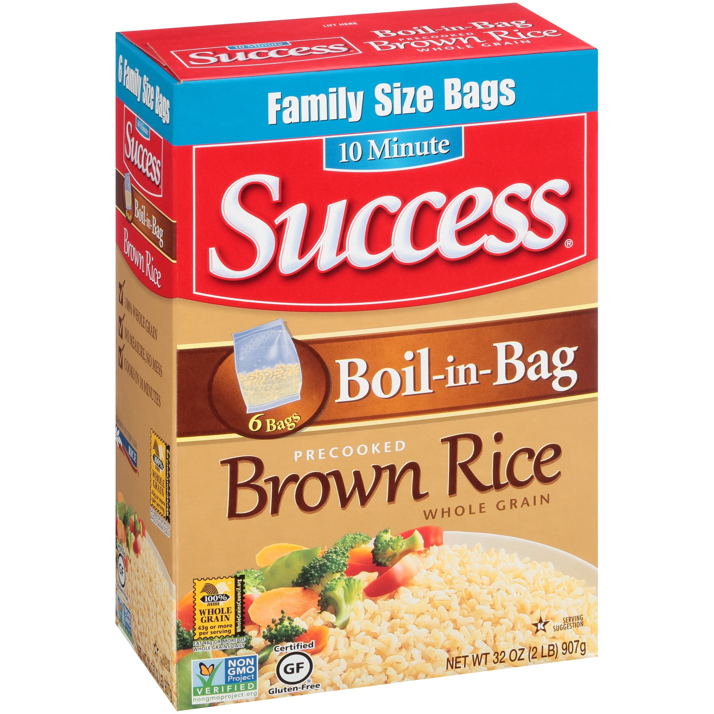 Success Boil-in-Bag Brown Rice, Whole Grain Brown Rice, 32 oz Box ...