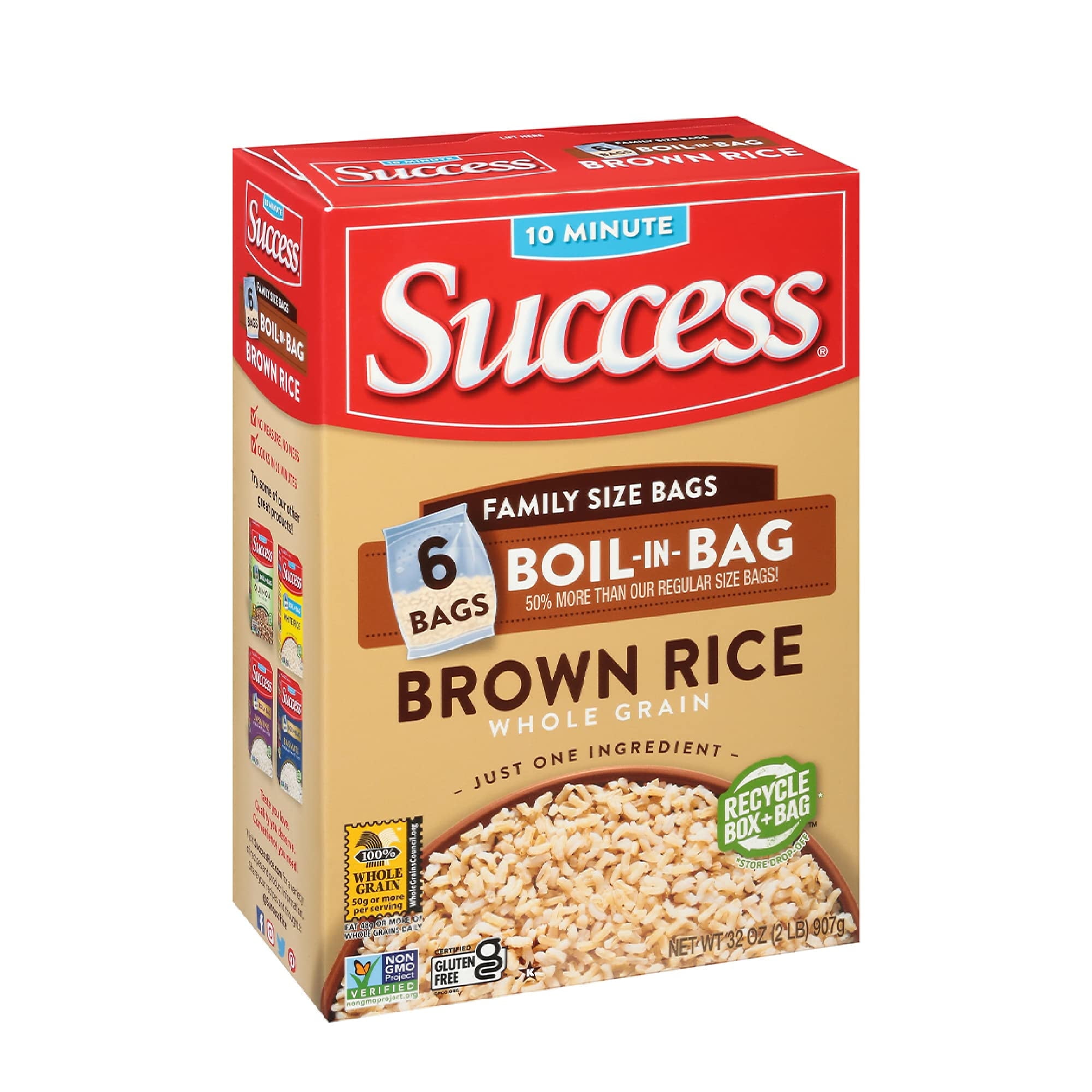 Success Boil-in-Bag Rice, Brown Rice, Quick and Easy Rice Meals, 32 ...