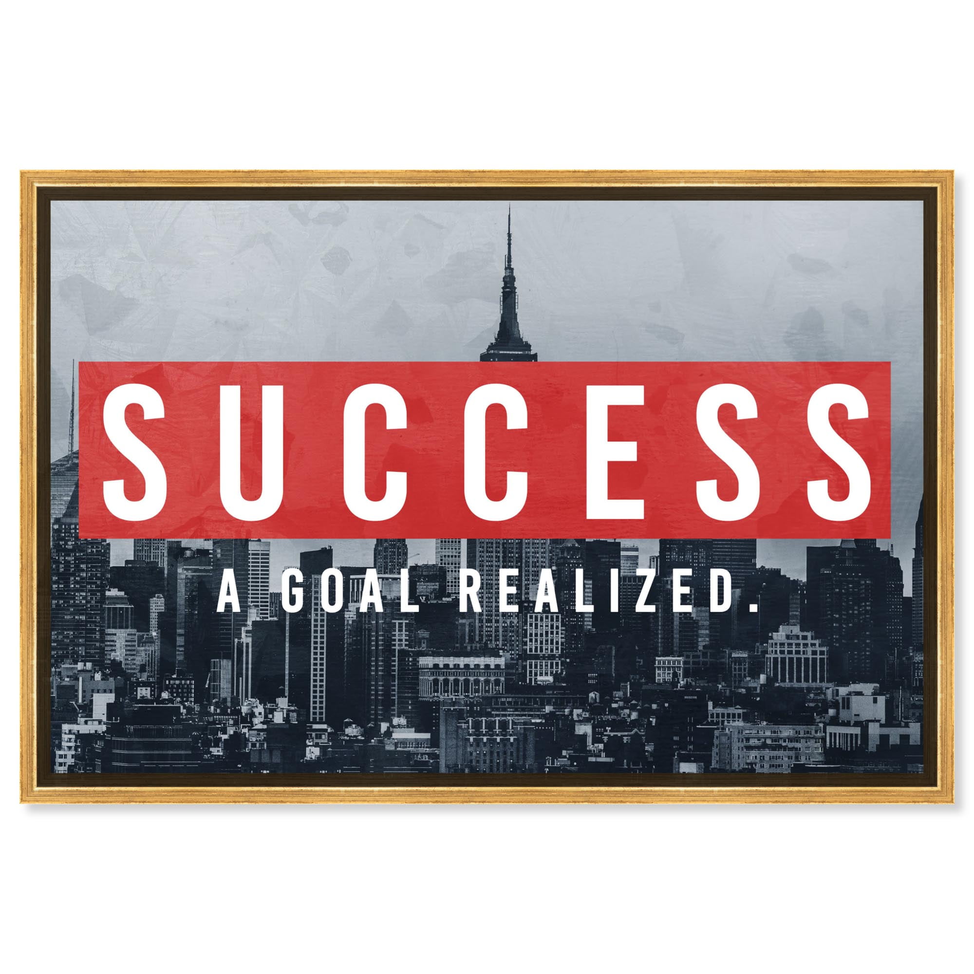Success City Red Canvas Modern Mancave Art Prints by Notoriart, Gold ...