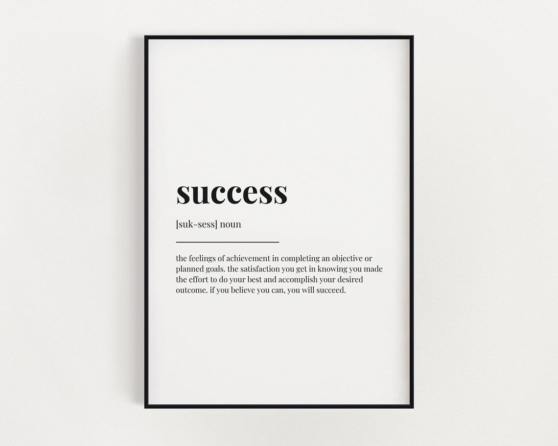 Success Definition Print, Wall Art Print, Success Print, Definition ...