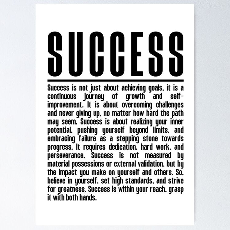 Success Definition Quotes UNFRAMED Poster, 16x24 - Walmart.com