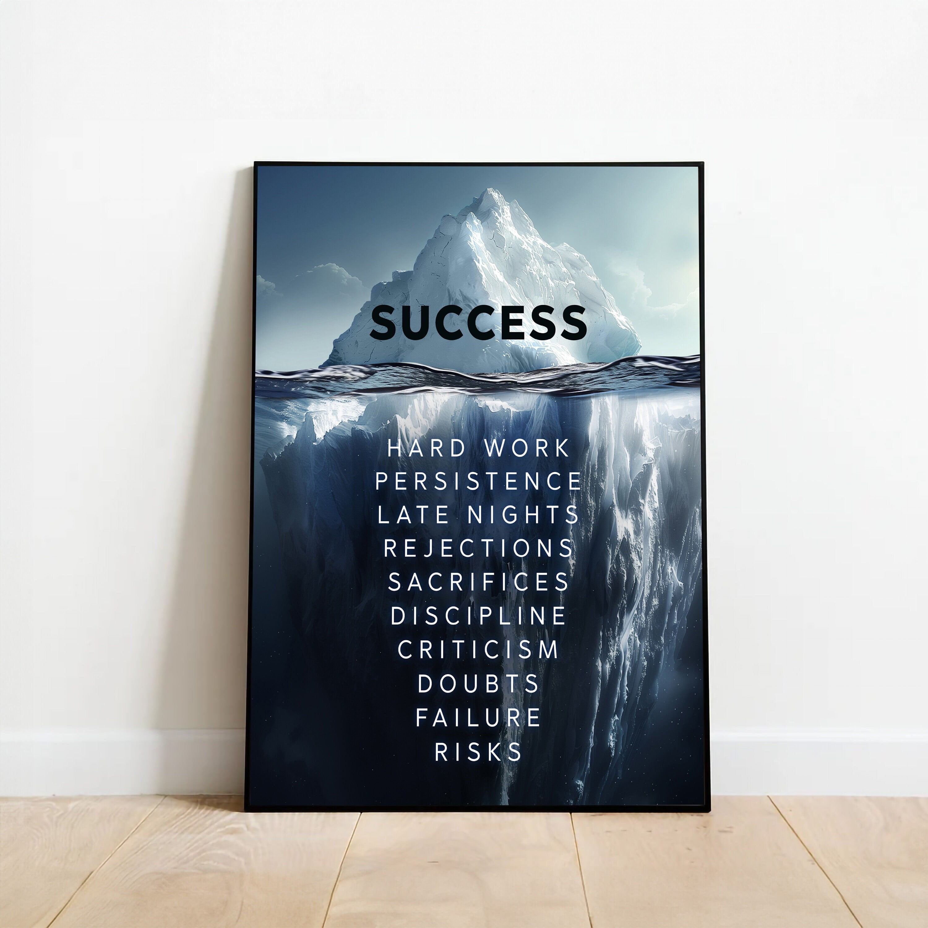 Success Iceberg Wall Art , Motivational Quote Poster, Inspirational ...