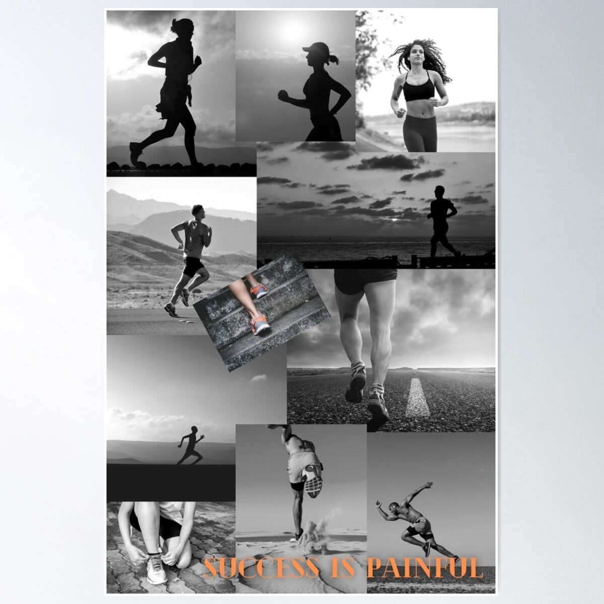 Success Is Painful, Running Collage Poster Wall Art, Modern Wall Decor ...