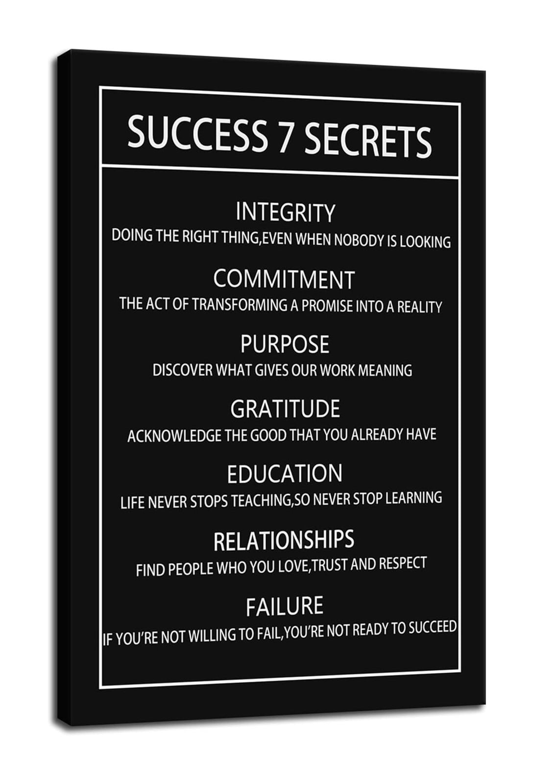 Success Mindset Poster - 7 Secrets of Success Inspirational Wall Art on ...