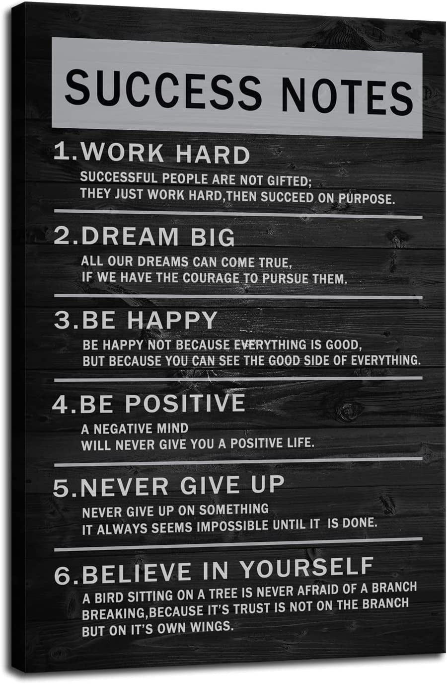 Success Notes Inspirational Canvas Wall Art Motivational Entrepreneur ...