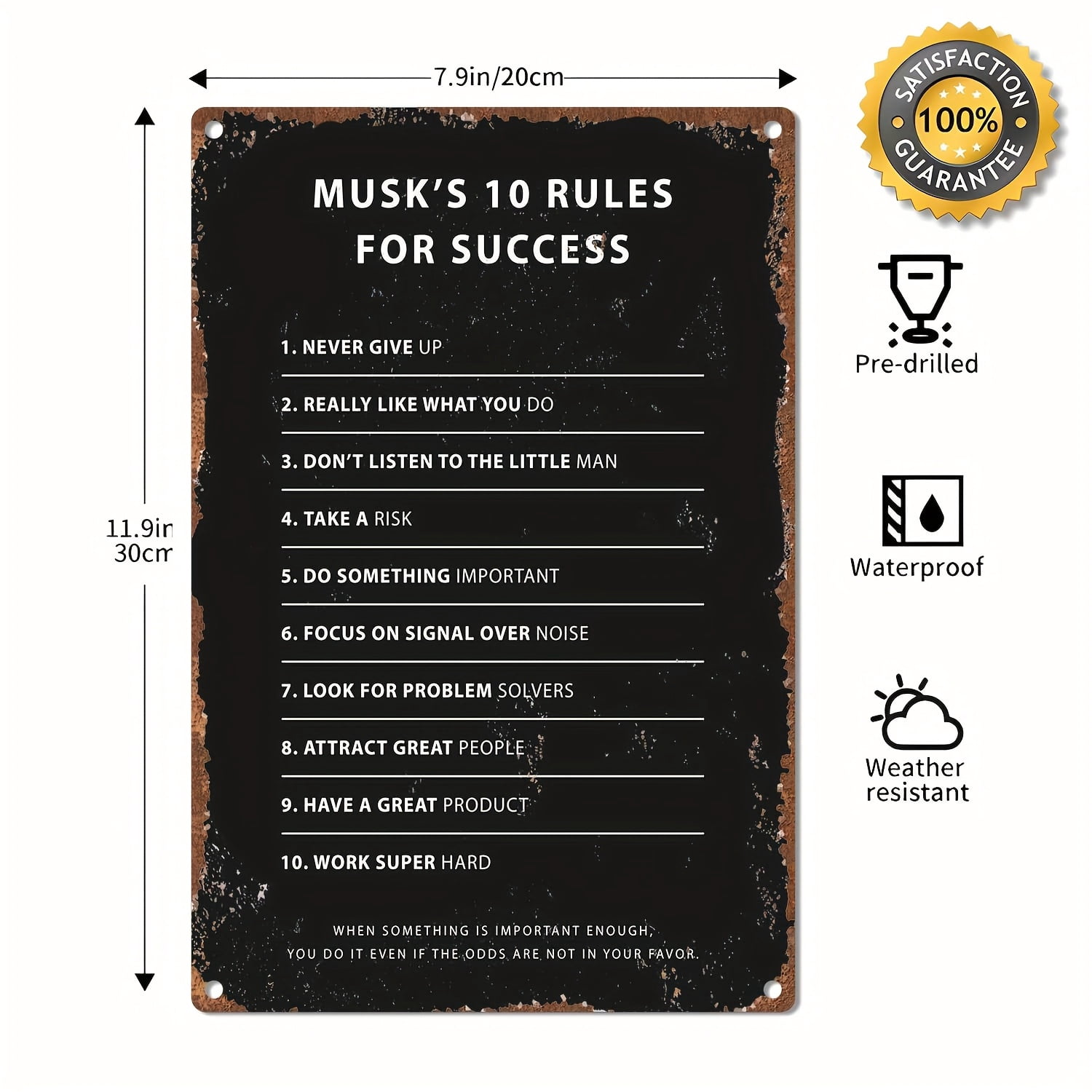 Success Rules Musk InspirationRetro Metal Tin Sign Vintage Sign Rustic ...