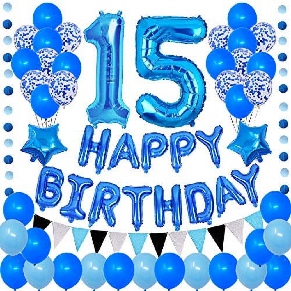 Succris 15TH Blue Theme for 15 Years Old Birthday Party Supplies Blue ...