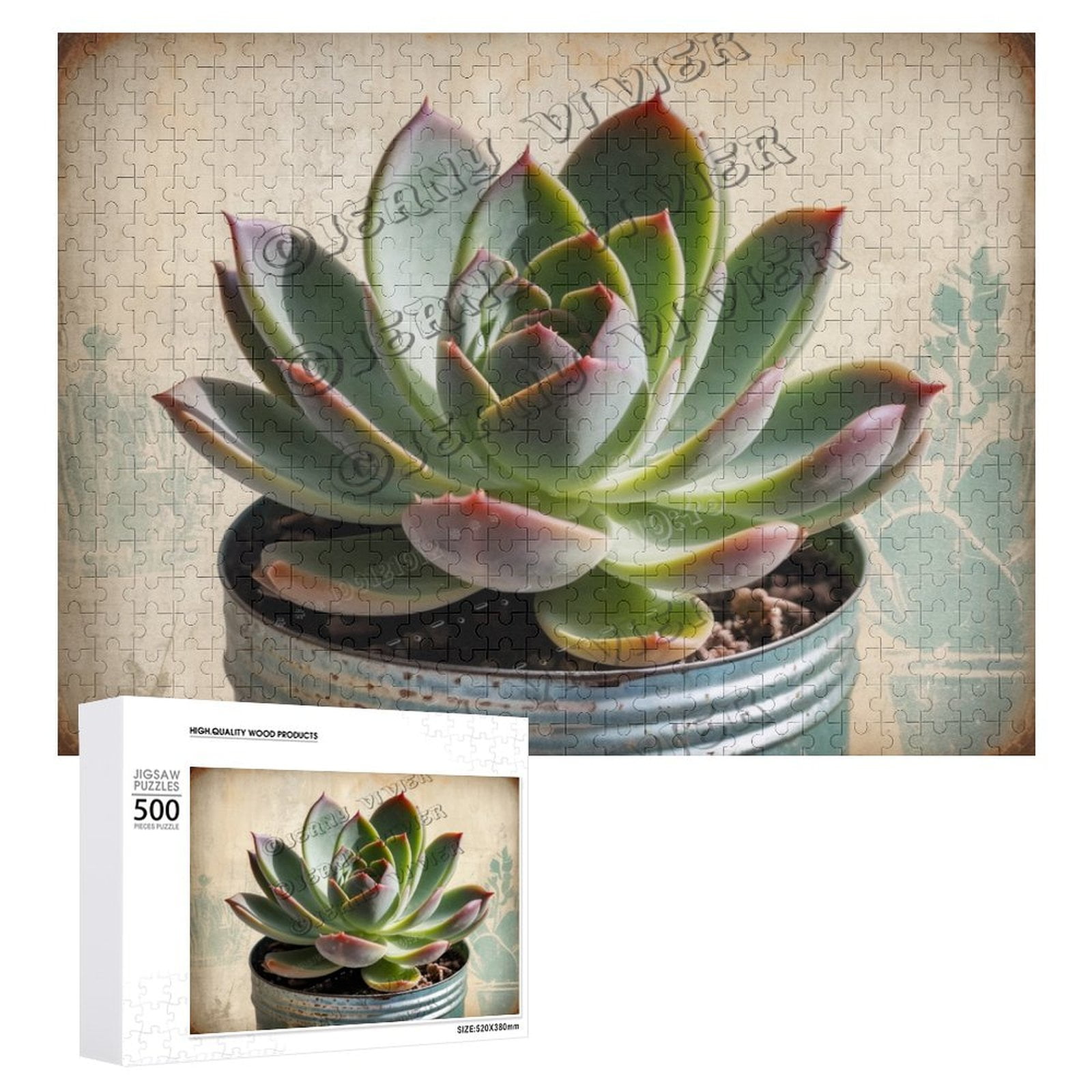 Succulent 500 Piece Puzzles for Adults and Kids Wooden Wall Art ...