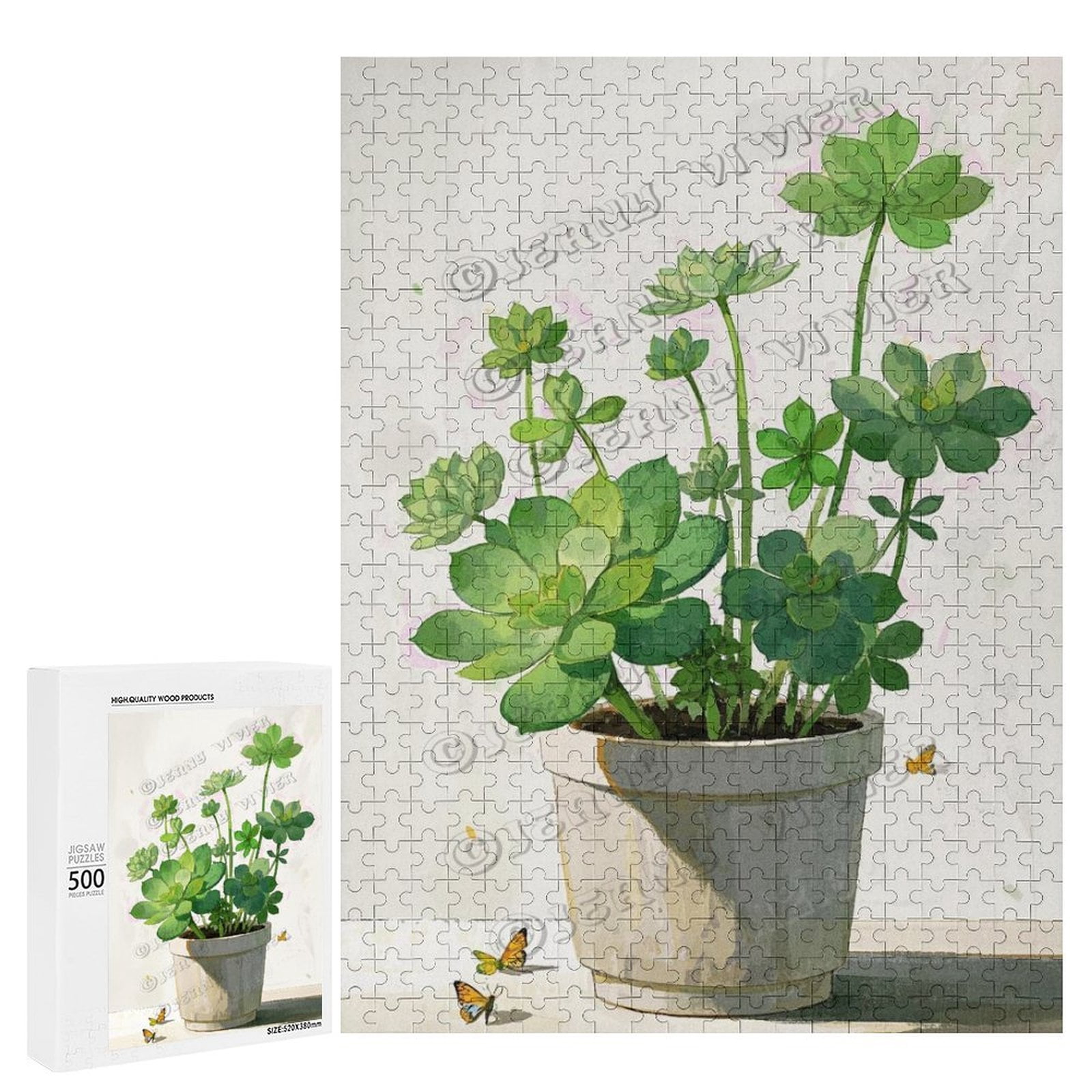 Succulent 500 Piece Wooden Jigsaw Puzzle for Adults, Finished Size 15 ...