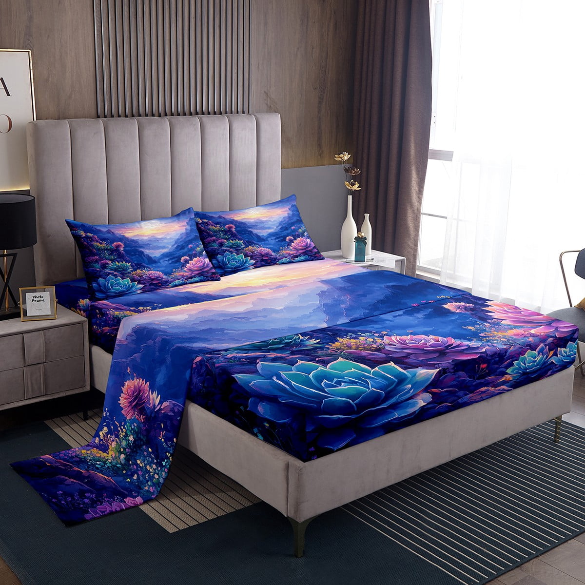 Succulent Bed Sheets Set Natural Landscape Print Sheet Set Full for ...