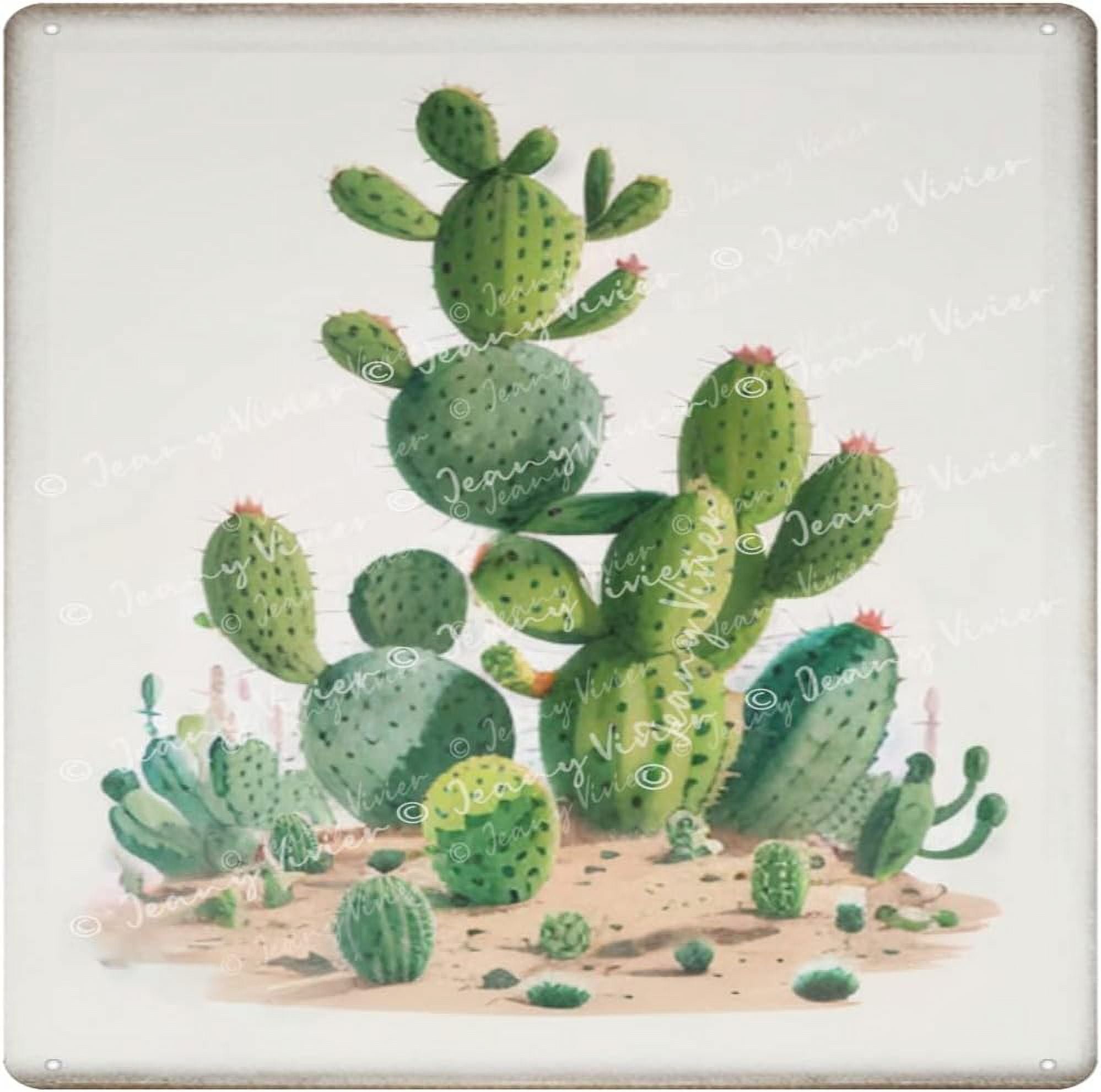 Succulent Bouquet Vintage Tin Sign Cactus Wall Art Southwestern Floral ...