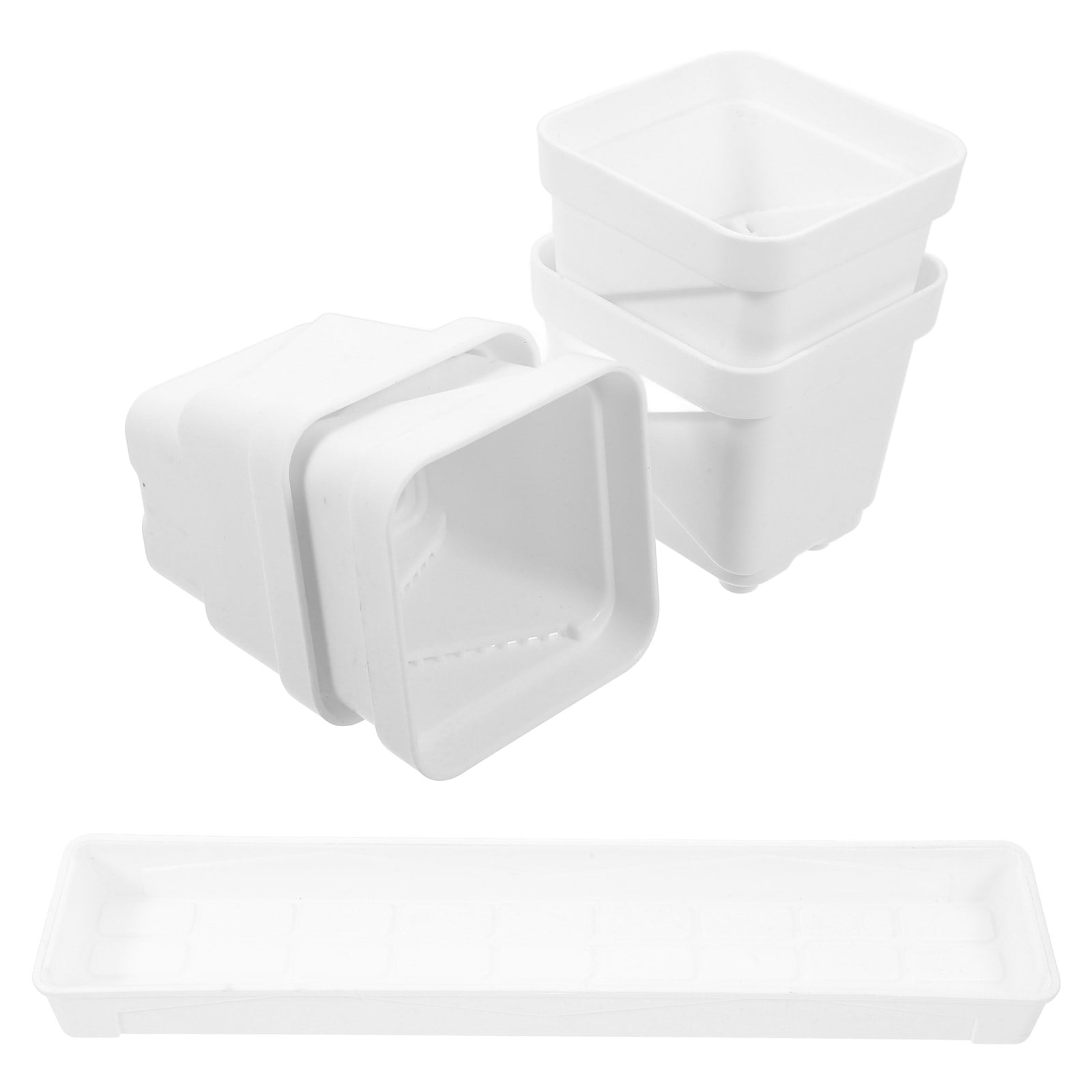 Succulent Bowl Flower Pot Pots for Plants Square Container Office White ...