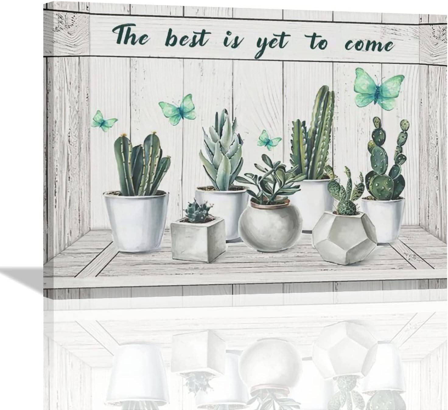 Succulent Cactus Bathroom Wall Art Rustic Botanical Plant Pictures Wall ...