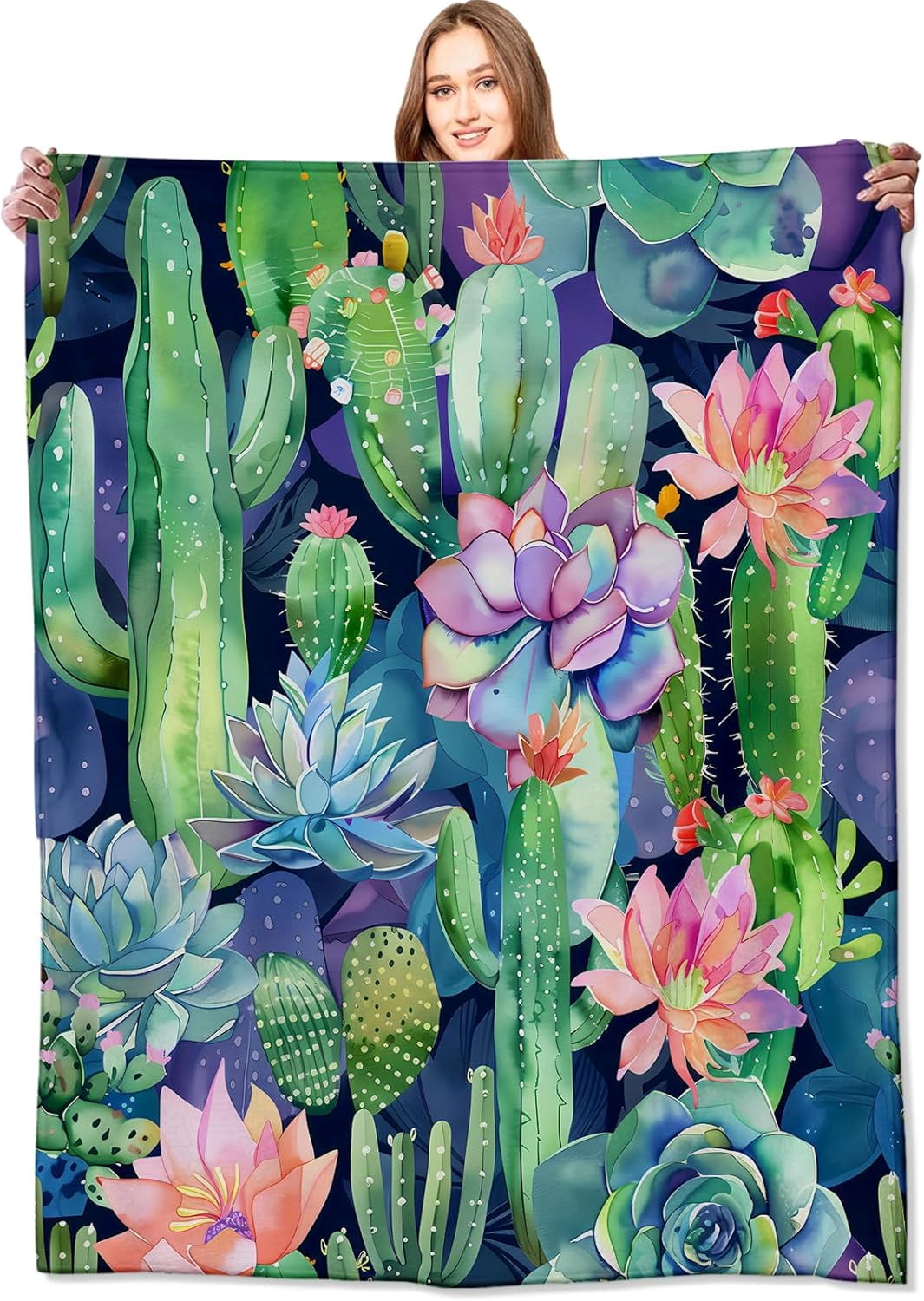 Succulent and Cactus Blanket Plant Garden Throw Blankets Gifts for Kids ...