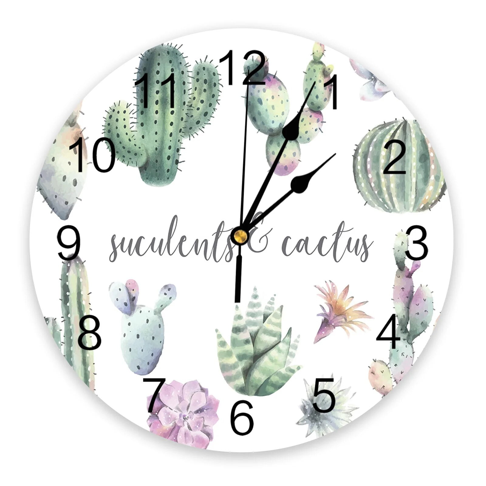 Succulent Cactus Wall Clock Modern Design Living Room Decoration ...