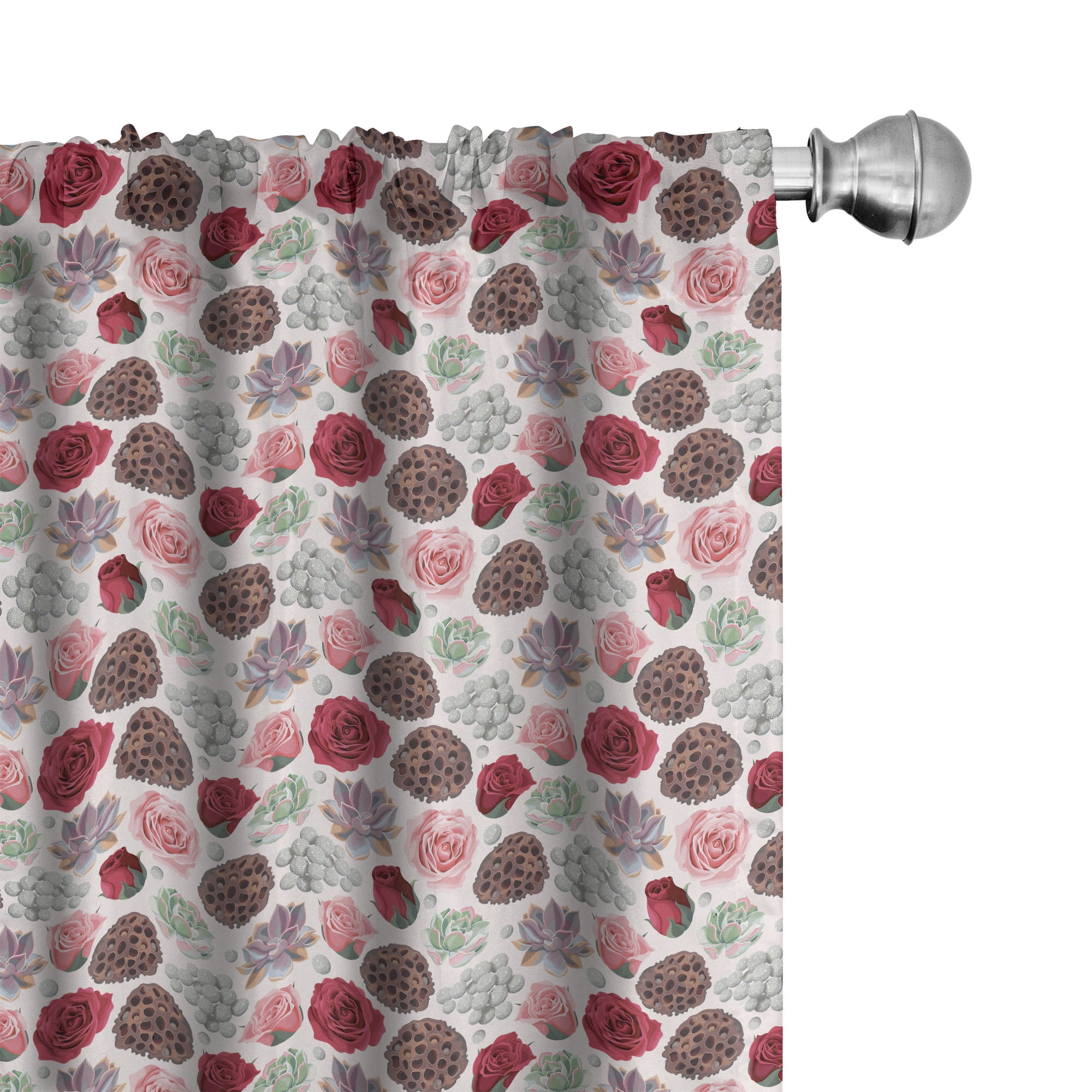 Succulent Curtains 2 Panels Set, Lotus Pot Roses Agave Flourish Pattern ...